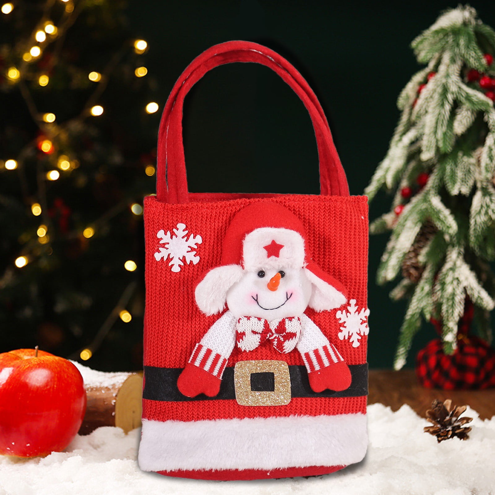 Kbndieu Christmas Gift Bags with Handle Xmas Candy Bags Santa Snowman ...