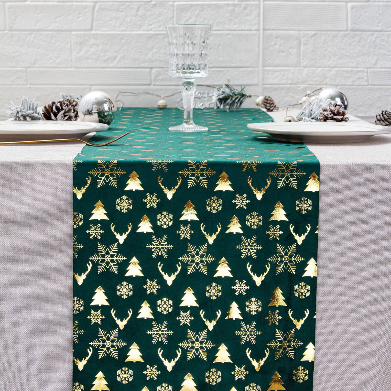 Kbndieu Christmas Table Runner Seasonal Winter Holiday Kitchen Dining ...