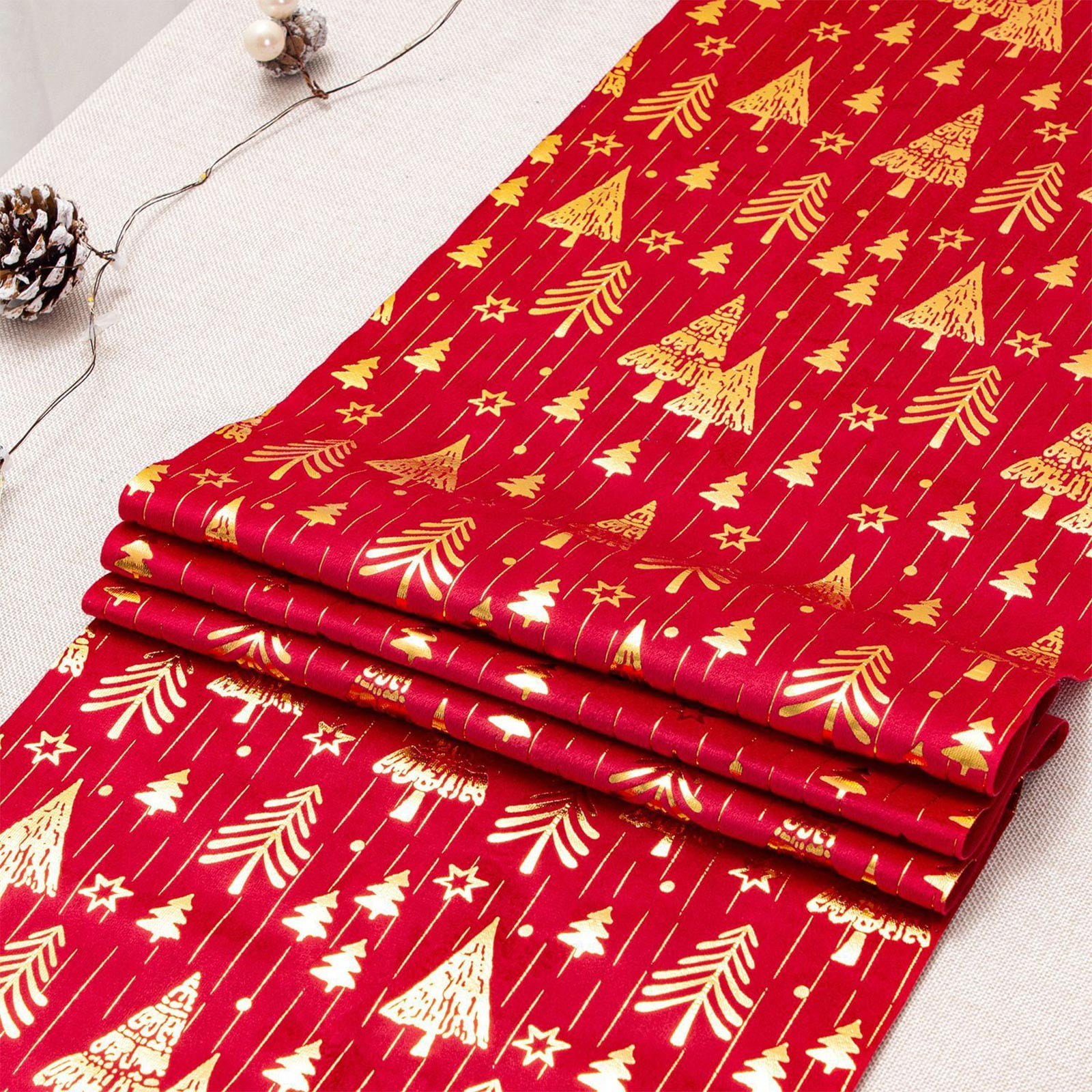 Kbndieu Christmas Table Runner Seasonal Winter Holiday Kitchen Dining ...
