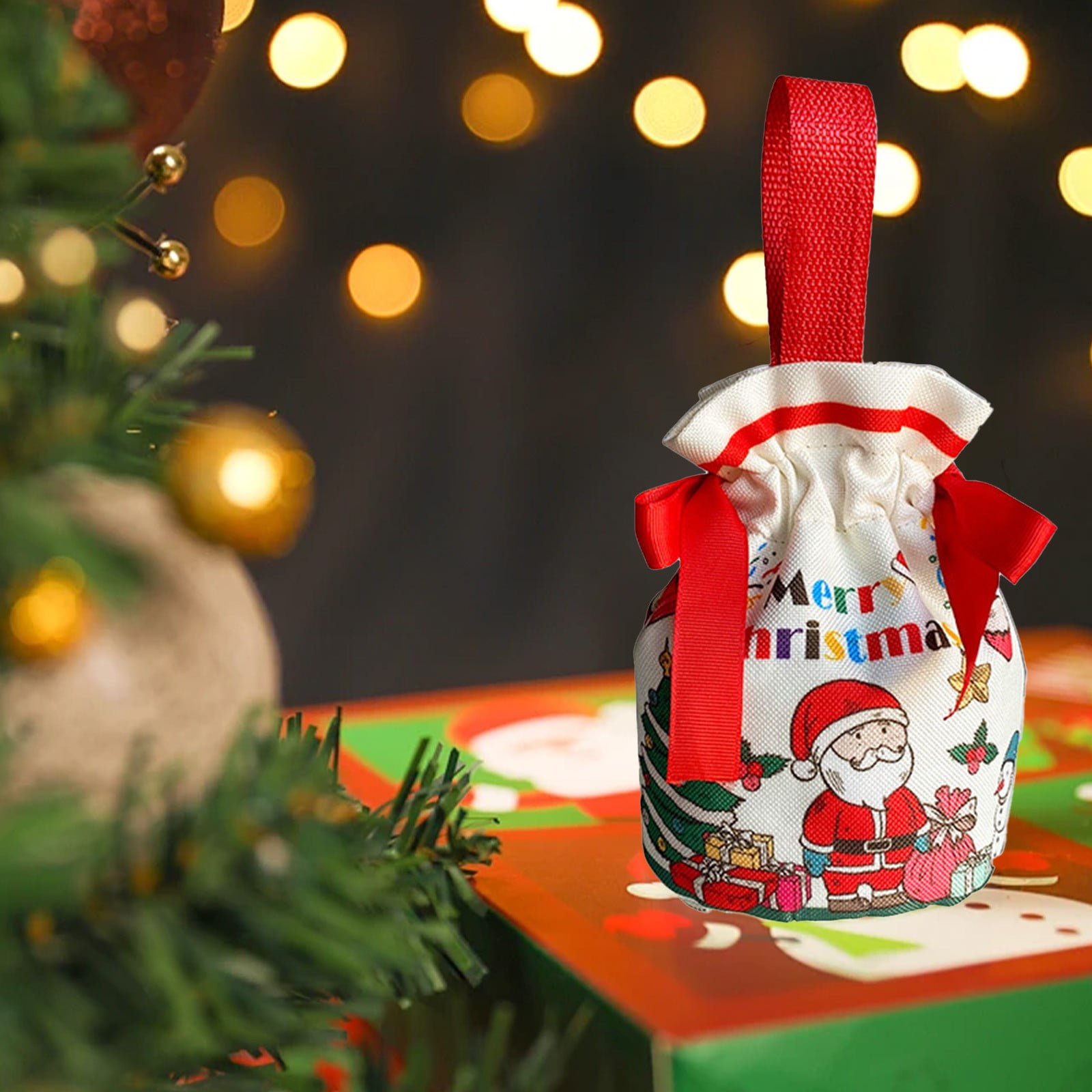 Kbndieu Drawstring Christmas Gift Bags, Xmas Gift Doll Bags with Handle ...