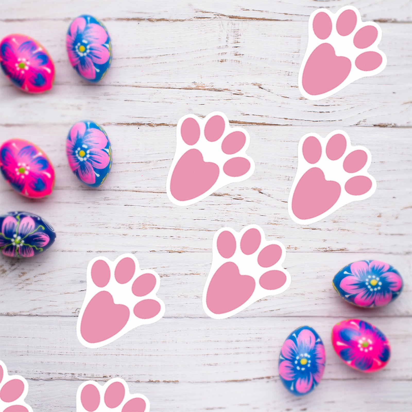 Kbndieu Easter Stickers 6Pcs Easter Bunny Paw Print Stickers Rabbit ...