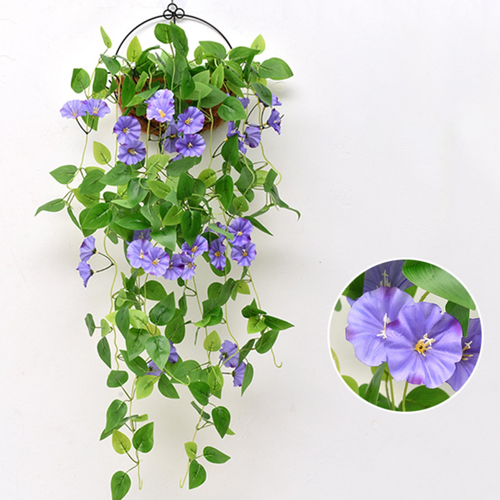 Kbndieu Fake Hanging Plants Flowers Wall Decor, Artificial Morning ...