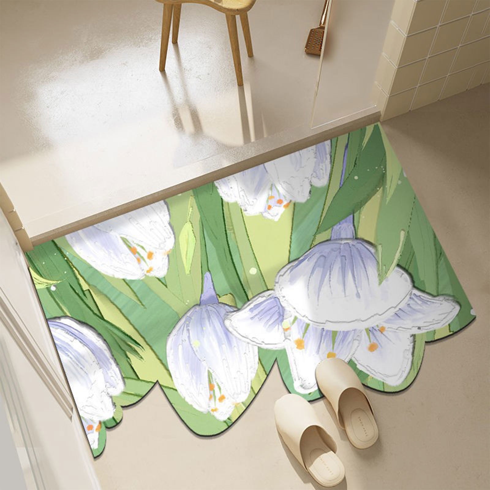 Kbndieu Floral Bath Mat Non Slip, Super Soft and Water Absorbent ...