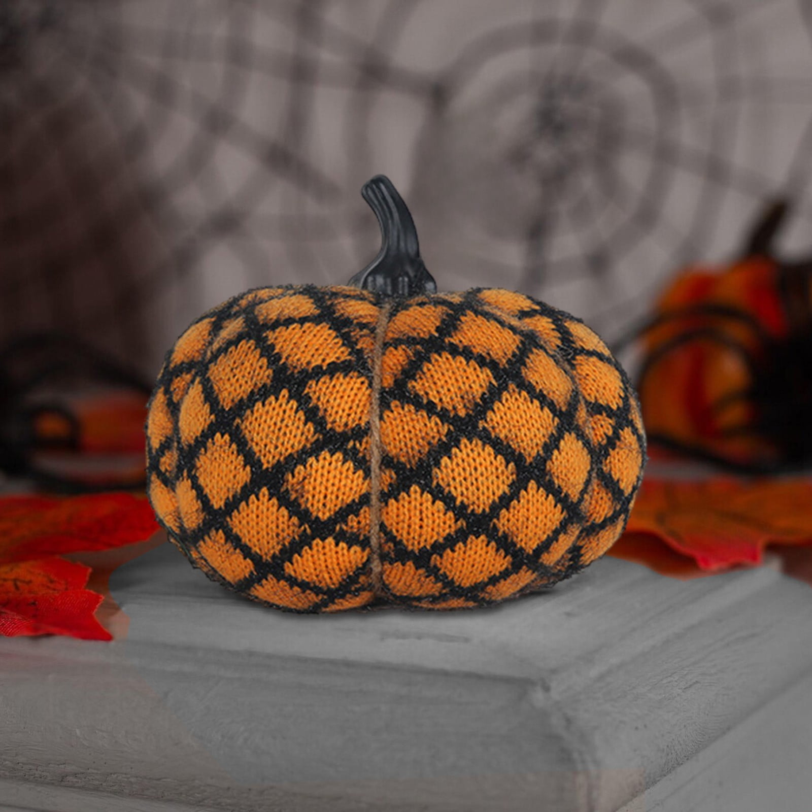 Kbndieu Halloween Decorations Artificial Knitted Pumpkin Decor ...