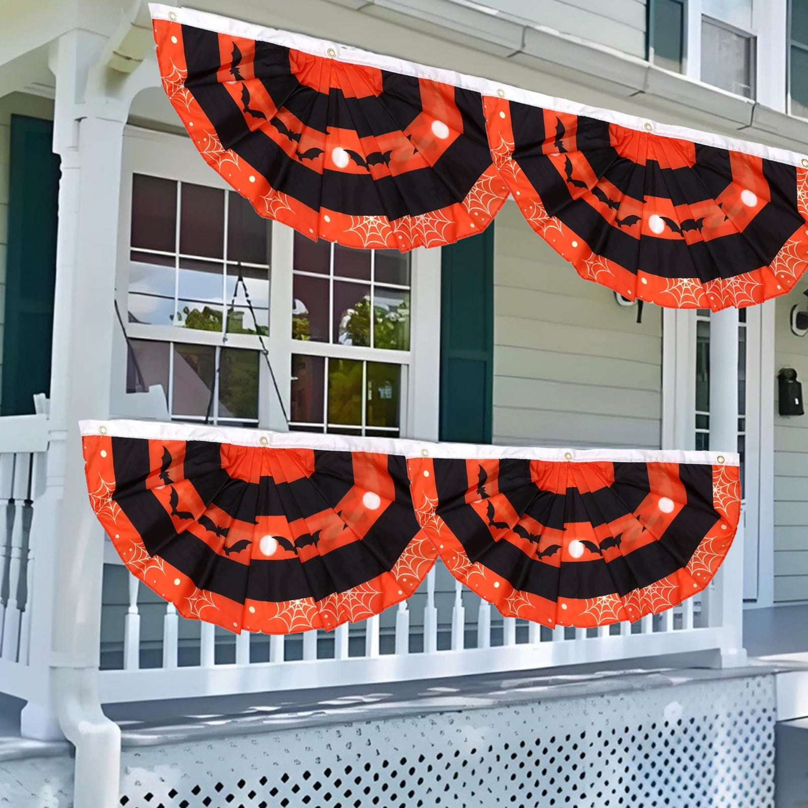 Kbndieu Halloween Decorations Outdoor, Halloween Flag Bunting, Half Fan ...