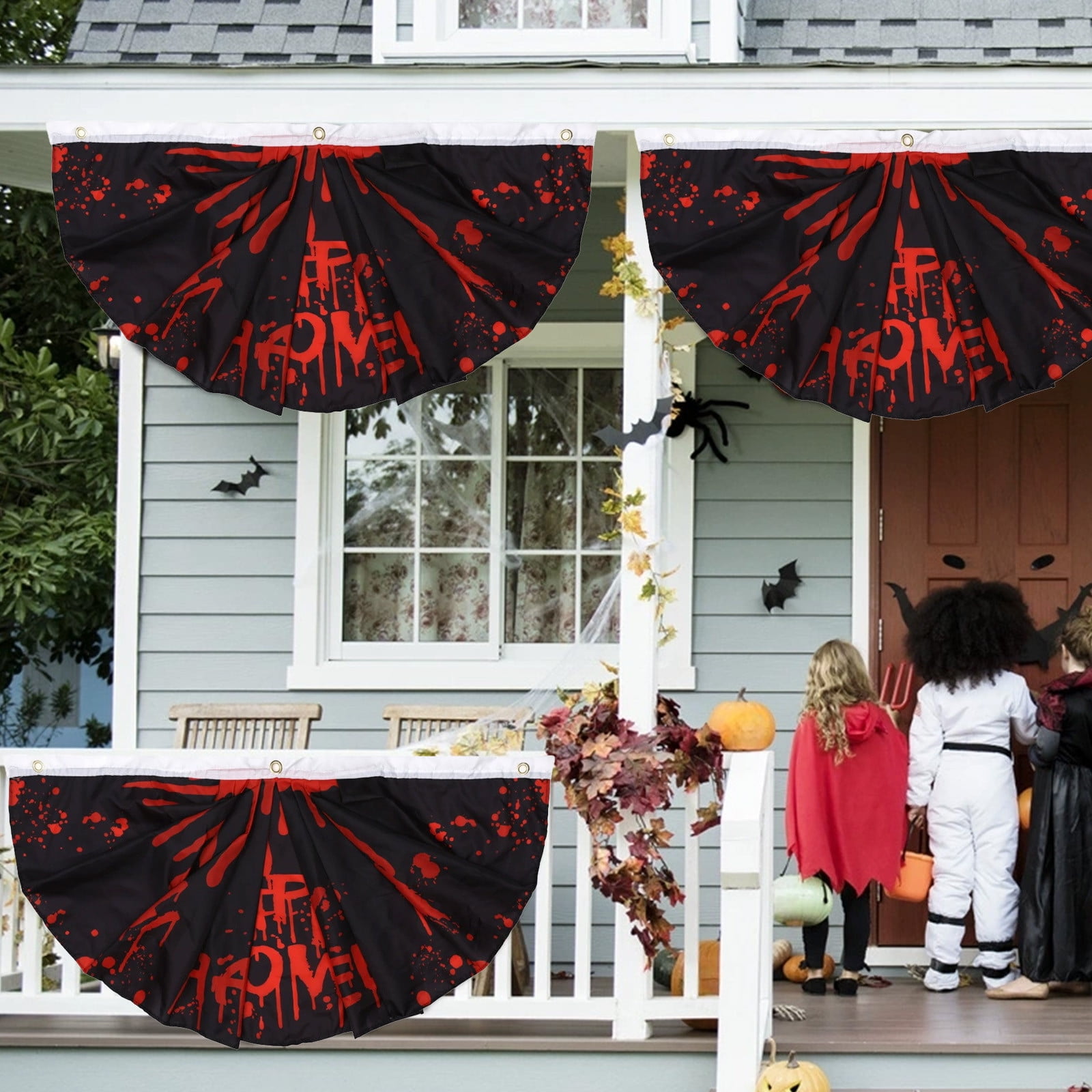 Kbndieu Halloween Decorations Outdoor, Halloween Flag Bunting, Half Fan ...