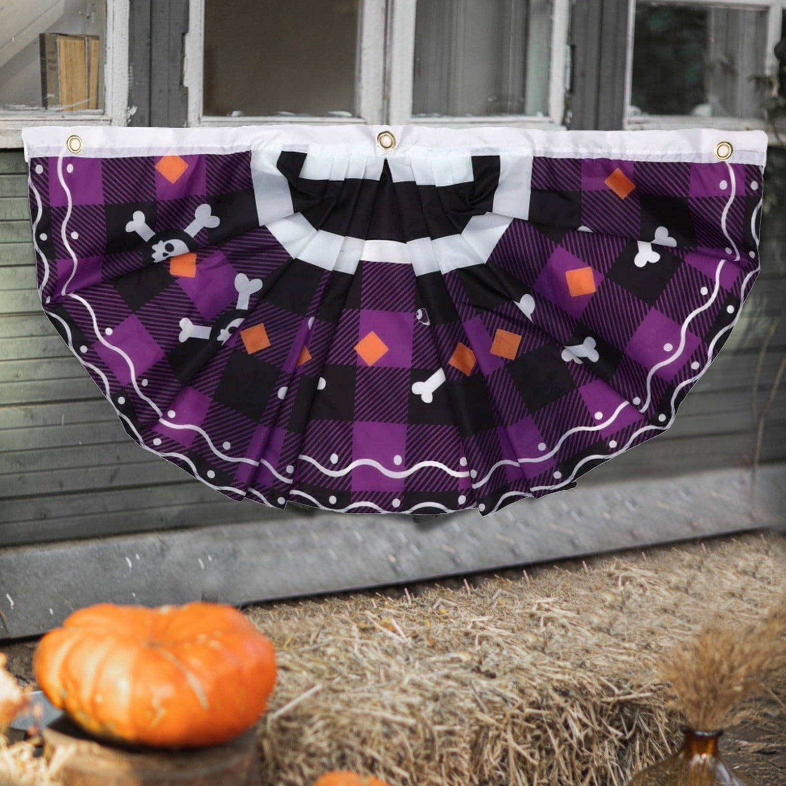 Kbndieu Halloween Decorations Outdoor, Halloween Flag Bunting, Half Fan ...