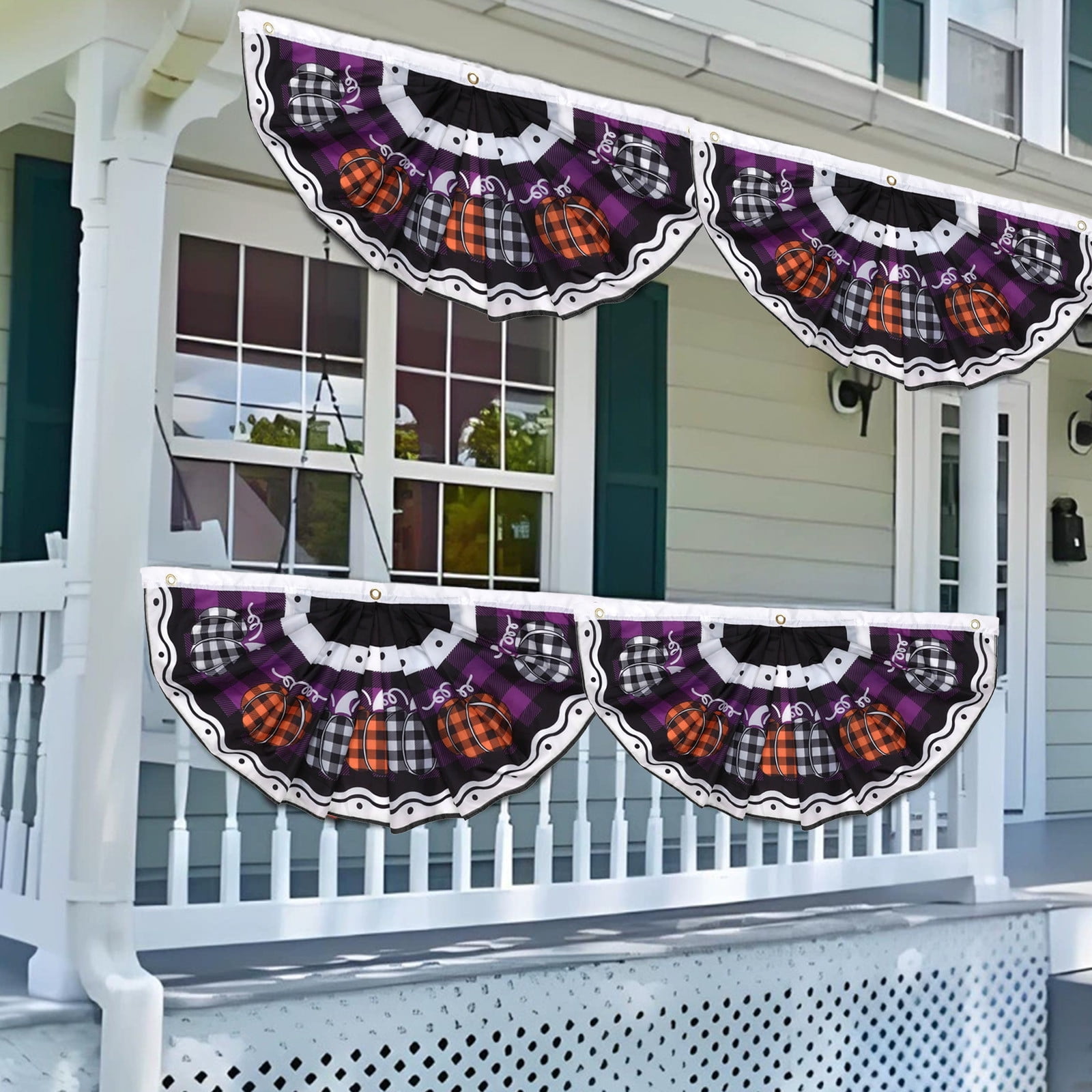 Kbndieu Halloween Decorations Outdoor, Halloween Flag Bunting, Half Fan ...