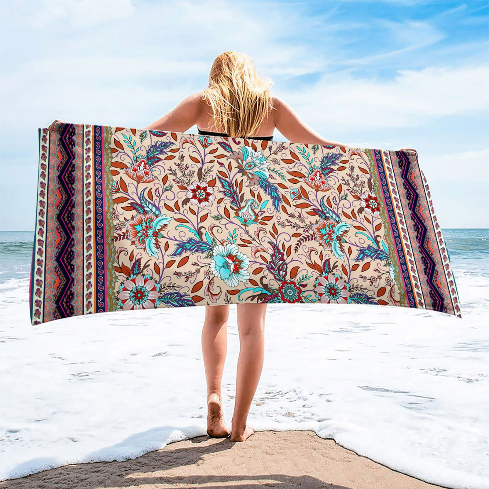 Kbndieu Microfiber Beach Towel Oversized Lightweight Extra Large Sand ...