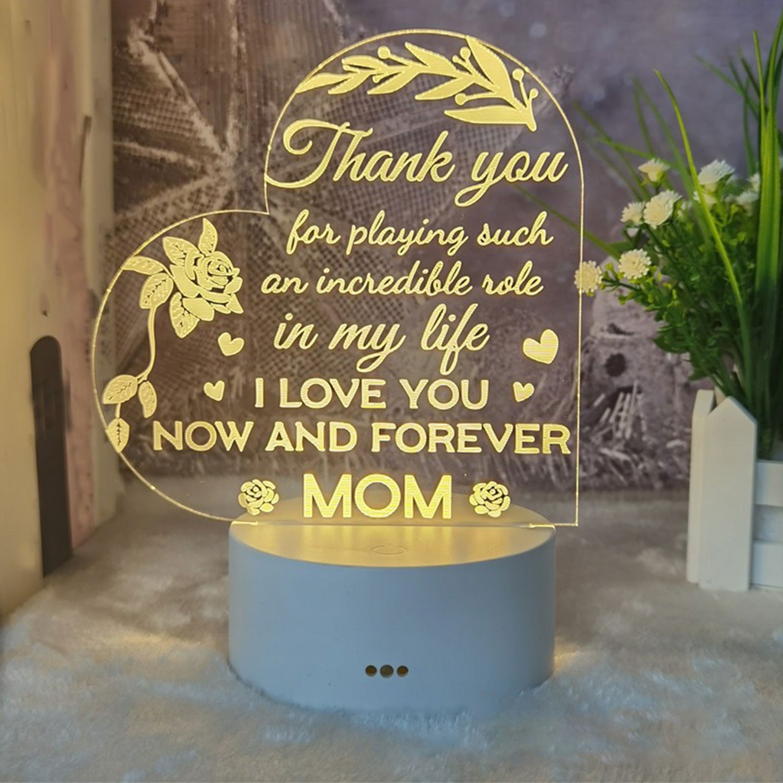 Kbndieu Mothers Day Gifts Engraved Night Light Lamp Presents for Mom ...