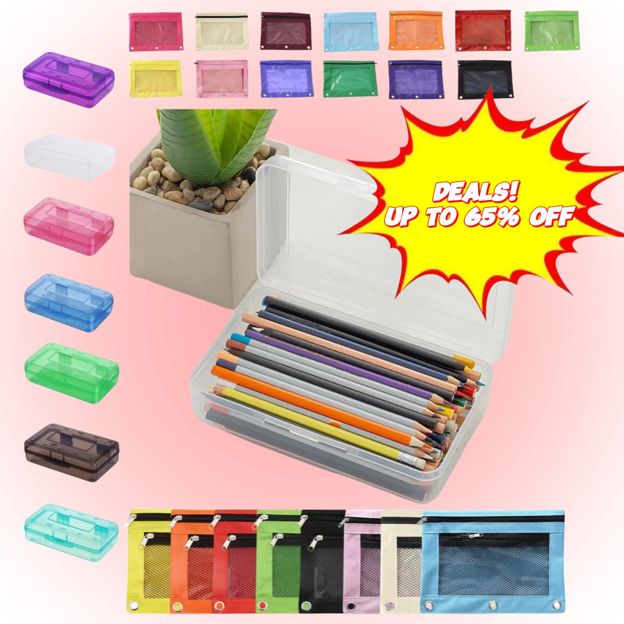 Kbndieu Pencil Case, Large Clear Pencil Box Case, Plastic Crayon Marker ...