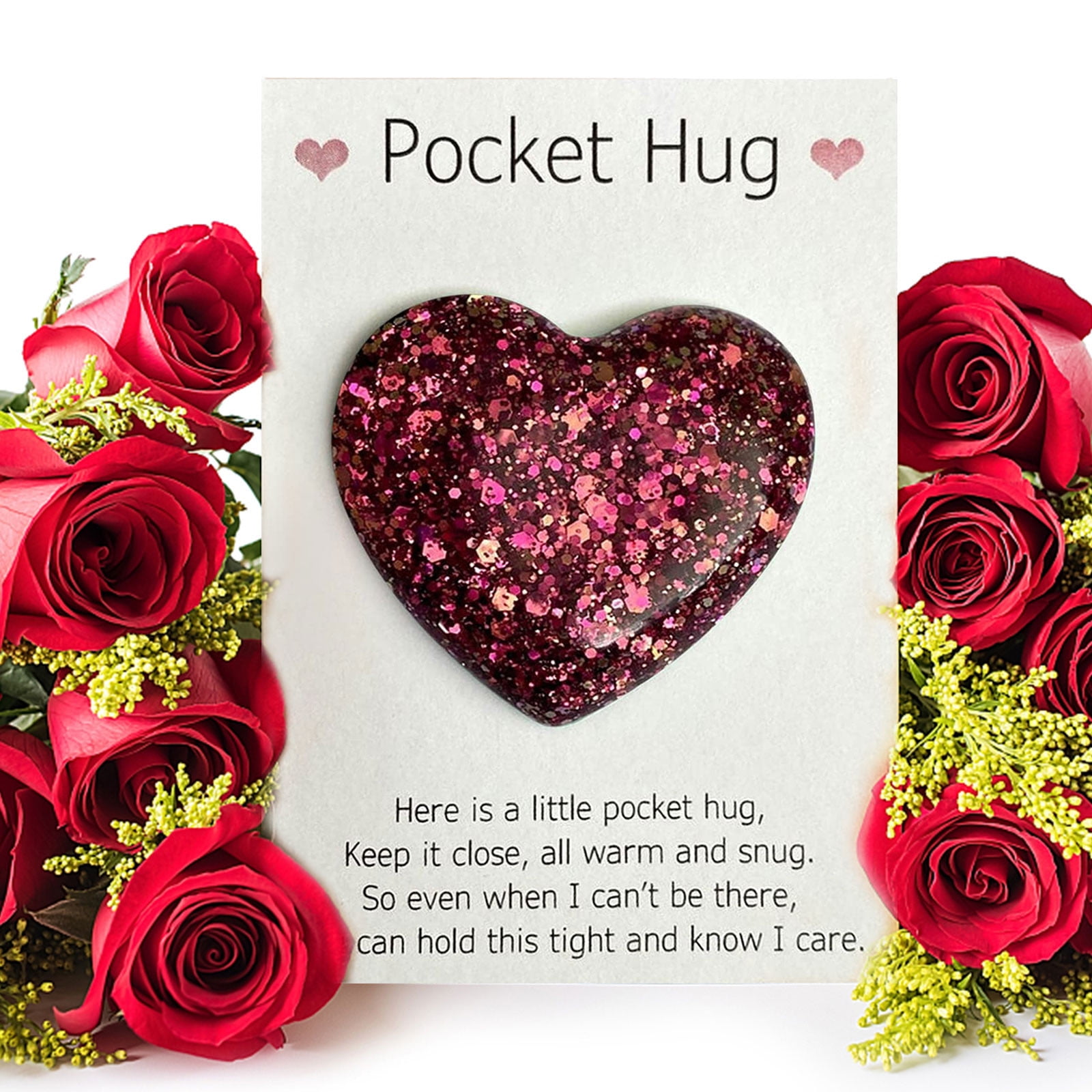 Kbndieu Pocket Hug Token, Long Distance Gifts Keepsake, Glass Heart ...
