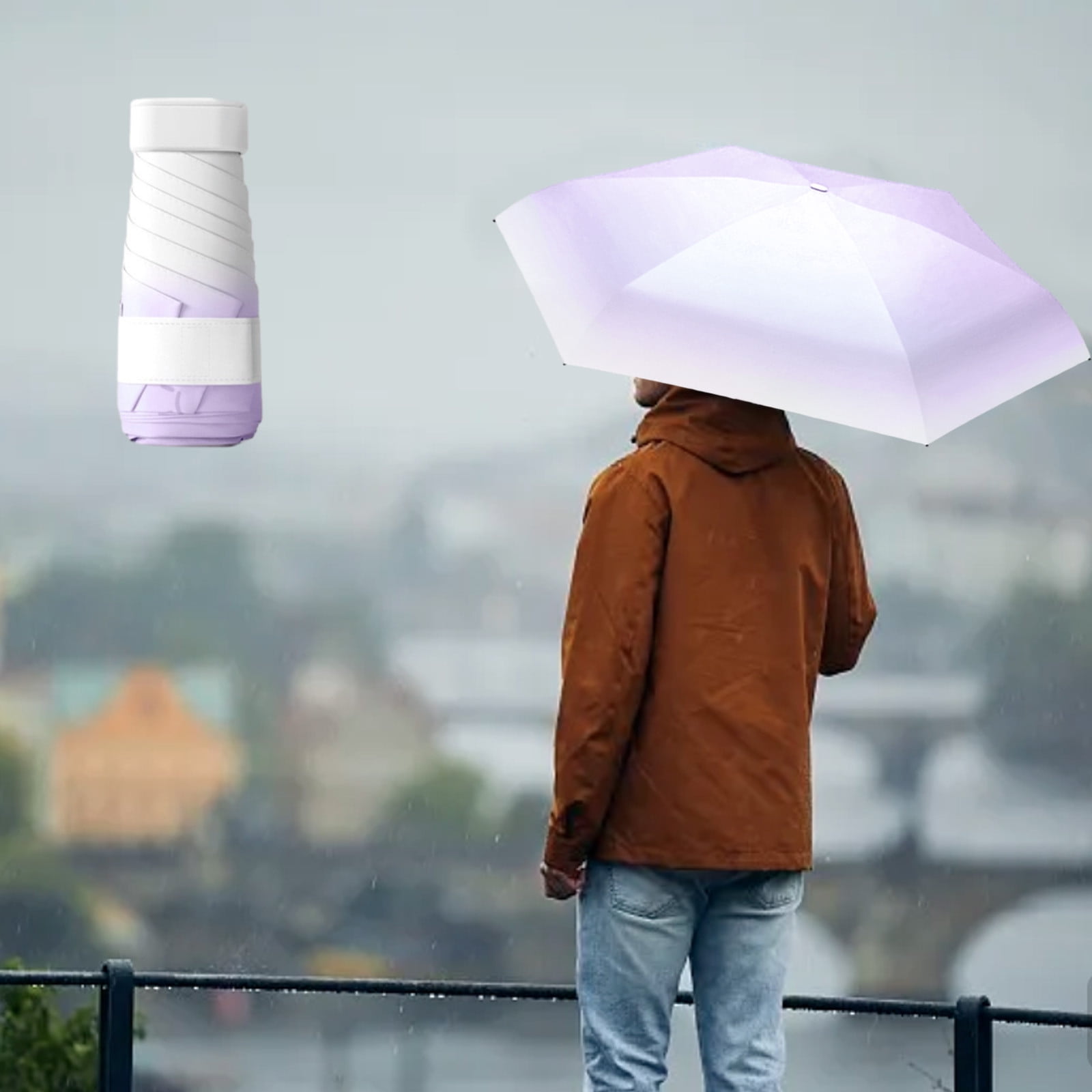 Kbndieu Sun Brolly Gradient 6-Fold Umbrella Vinyl Sunscreen Ultra-Light ...