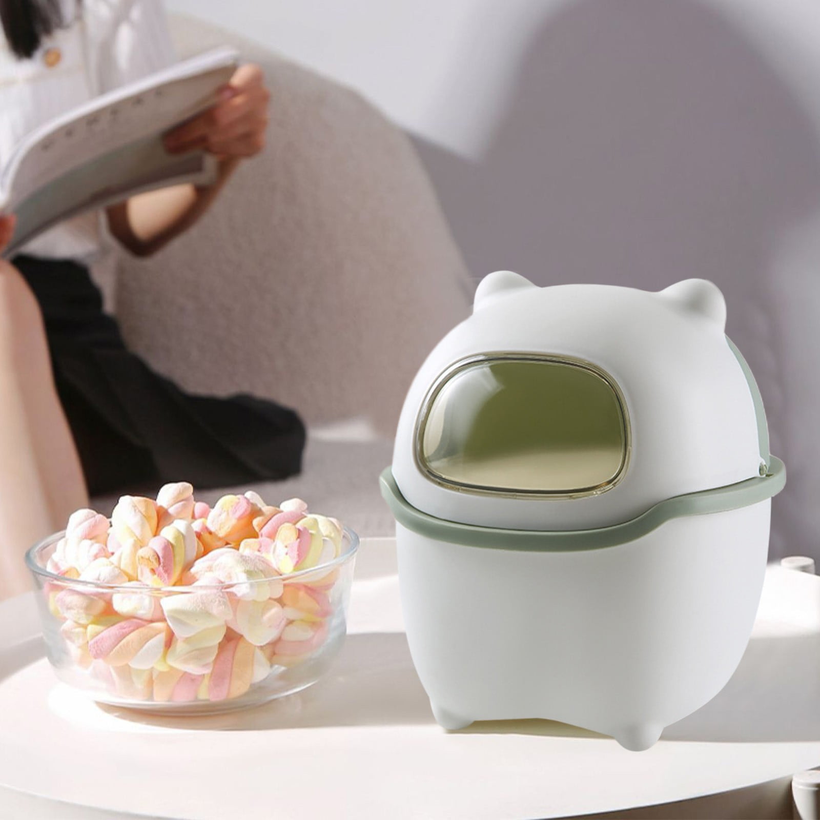 Kbndieu Small Trash Can Desktop Small Trash Can High Value Cute ...
