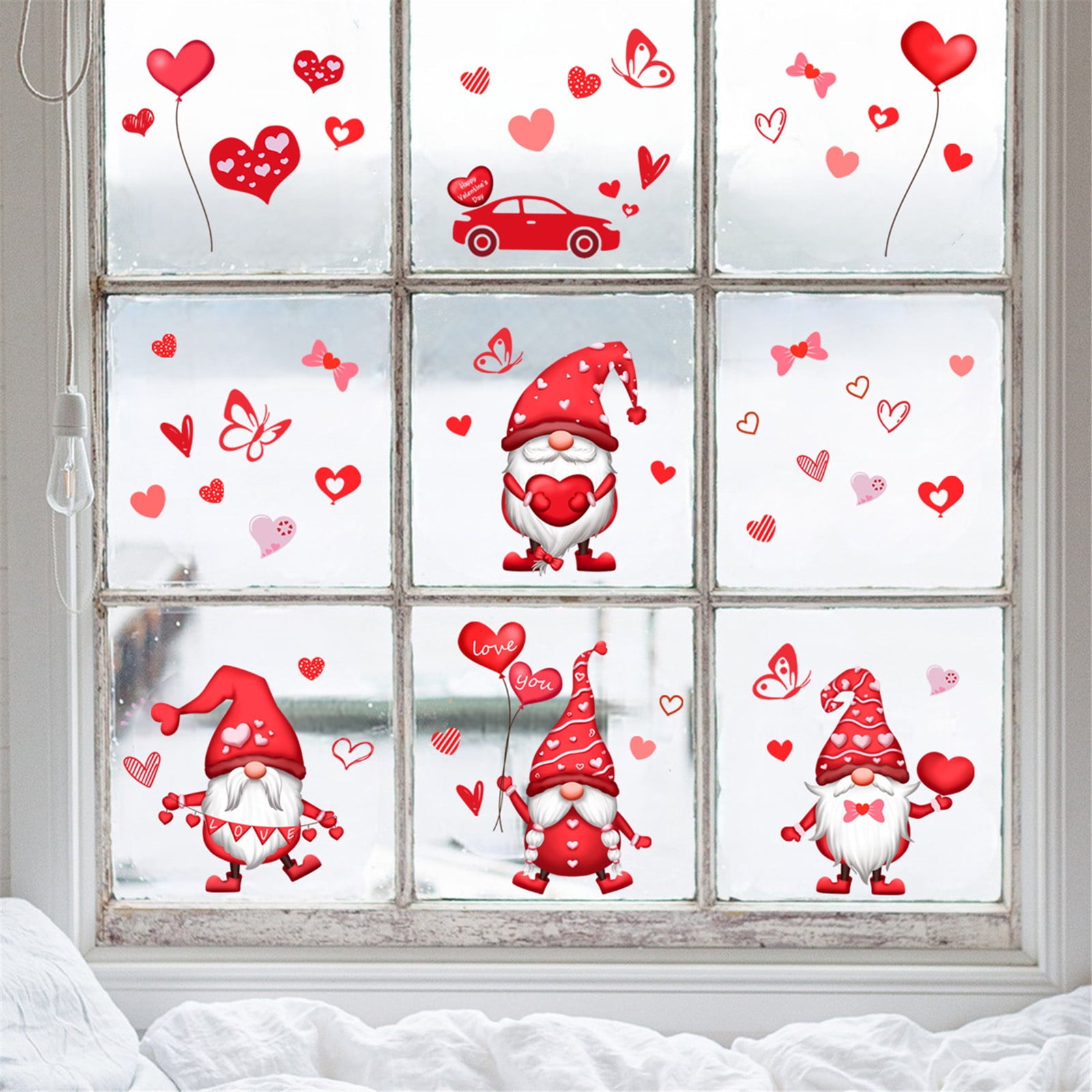 Kbndieu Valentines Day Decorations Gnomes Window Clings, 7 Sheets ...