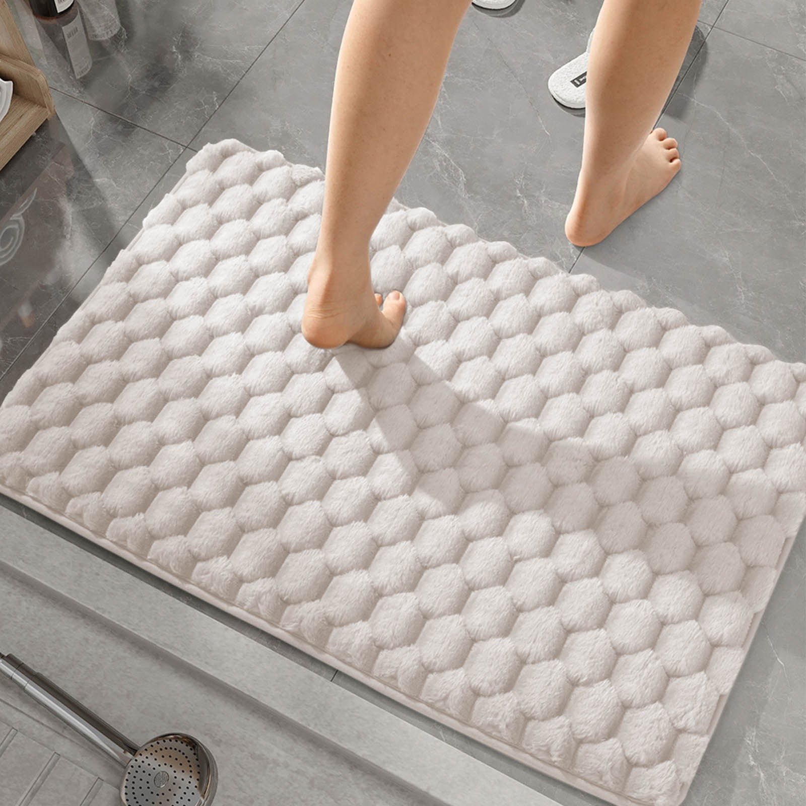Kbndieu White Bathroom Rugs, Super Soft and Water Absorbent Bath Mat ...
