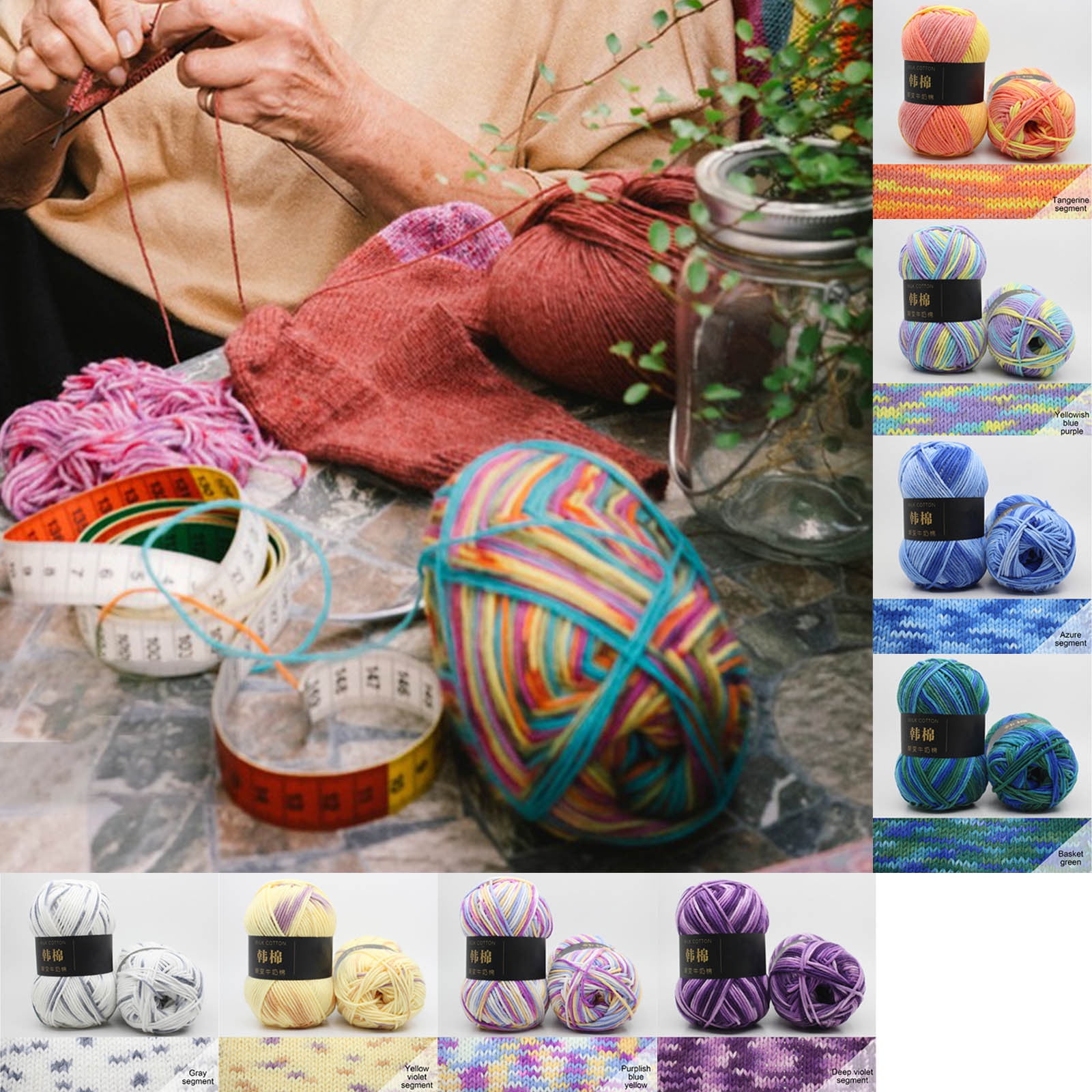 Kbndieu Yarn Pack, Crochet Kit for Beginners, Crochet Yarn of 50g Each ...