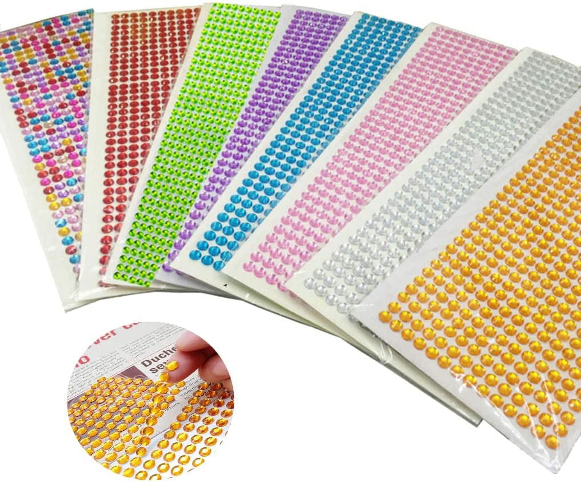 Kbraveo 8 Sheets 4032 Pcs 6mm Colorful Rhinestone Sticker,Self Adhesive ...