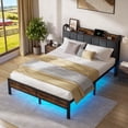Dayago Queen Size Bed Frame, Storage, Adjustable LED Light, USB Ports ...