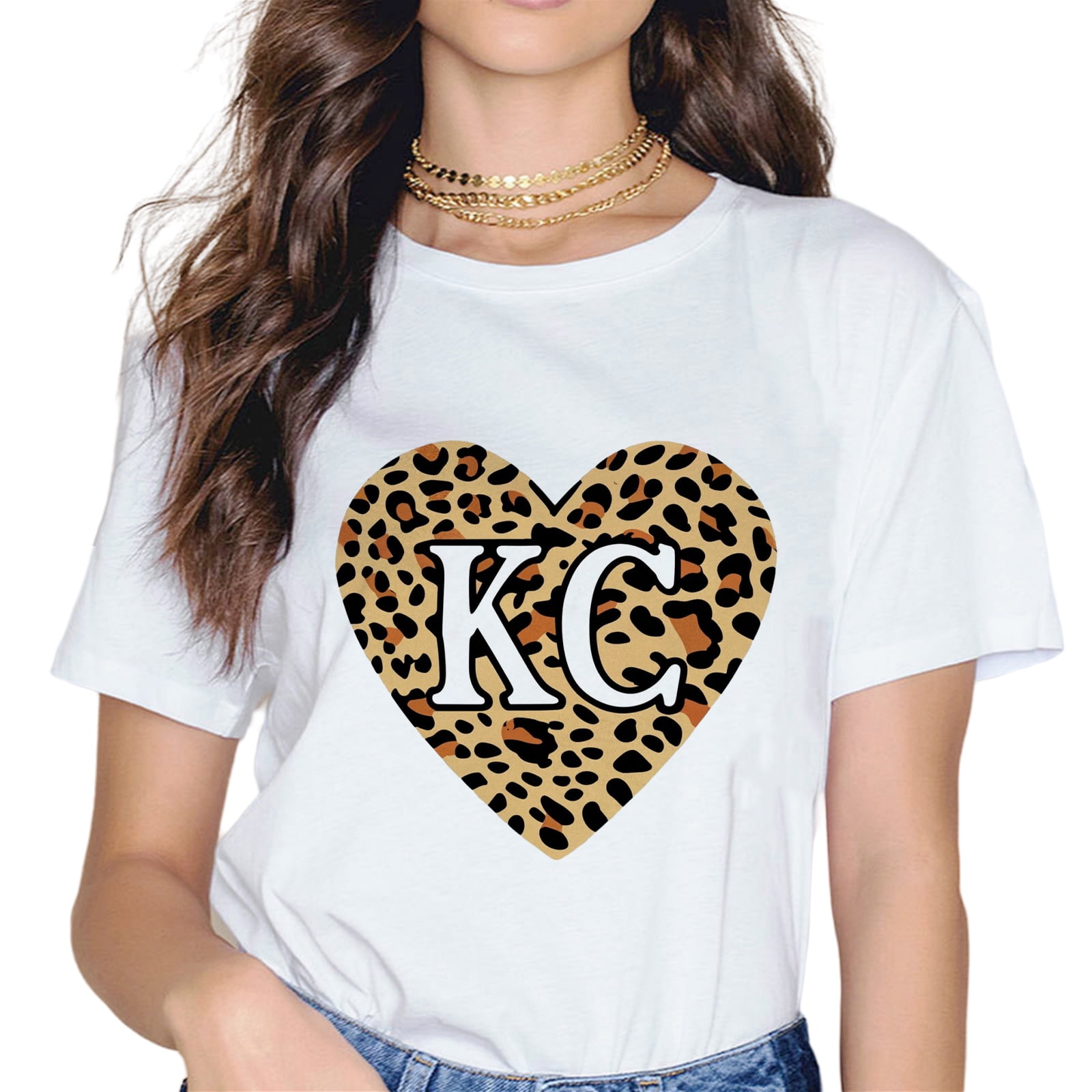 Kc Cheetah Animal Print Heart Kc Kansas City Cheetah Heart T-Shirt ...