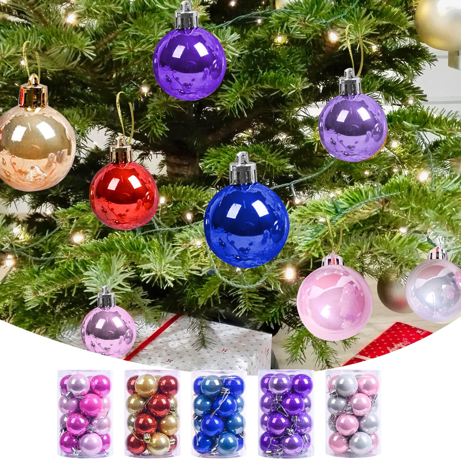 Kcavykas 16PC Christmas Ornaments Ball Set - 1.57 in Electroplated Mini ...