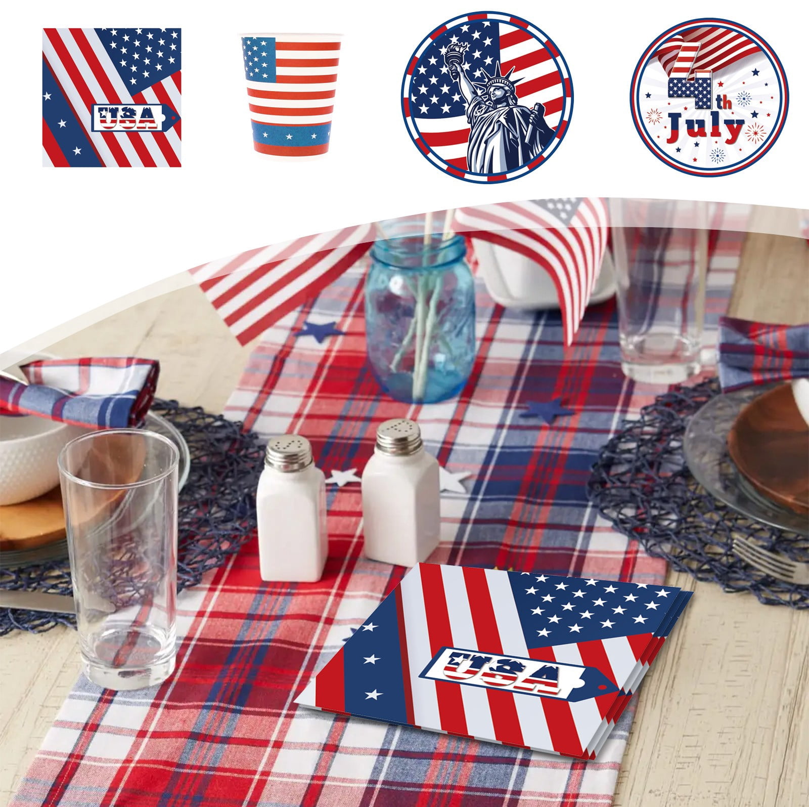 Kcavykas 4th of July Disposable Tableware Set, Patriotic Party Picnic ...