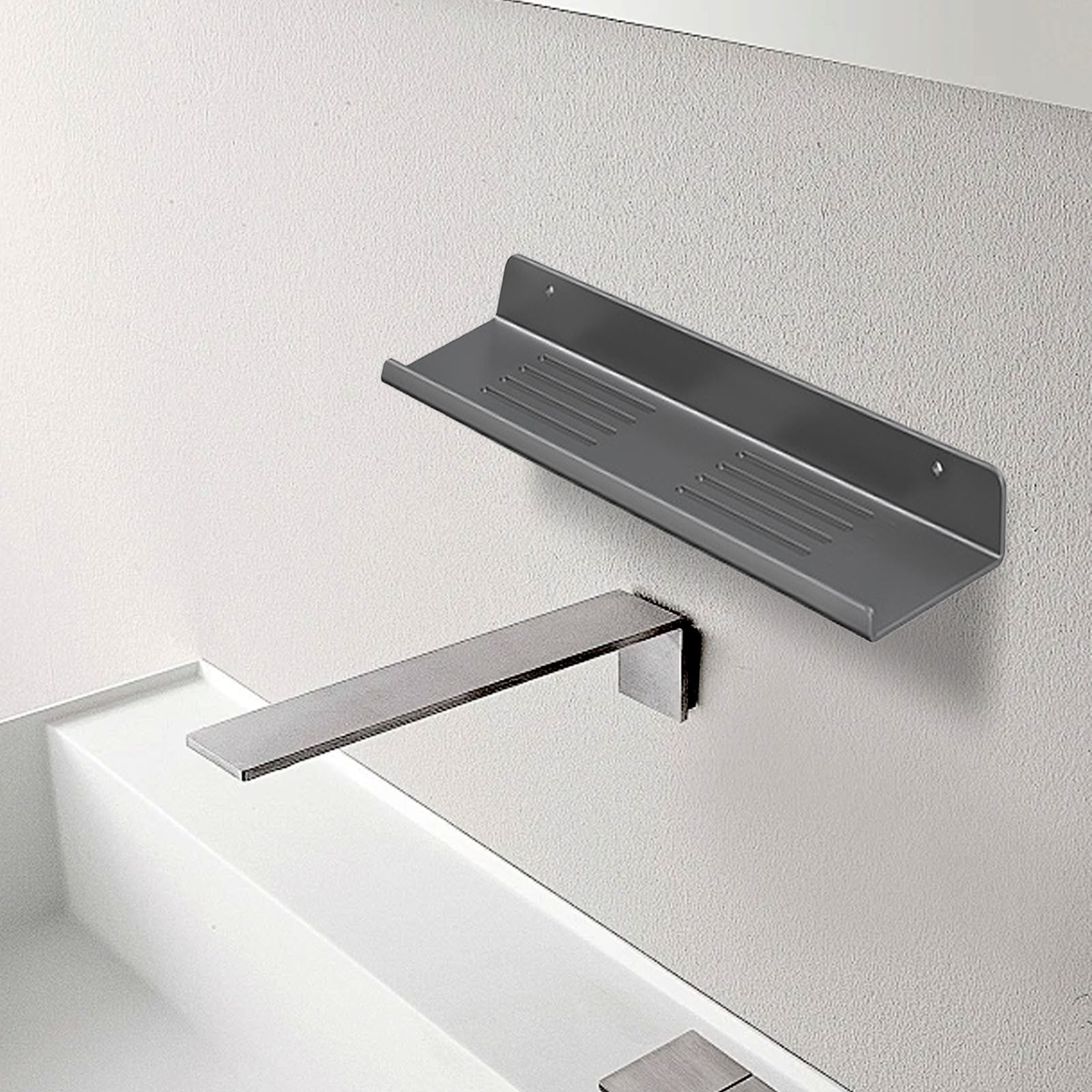 Kcavykas Compact Corner Storage Shelf Bathroom Mirror Front Sink ...