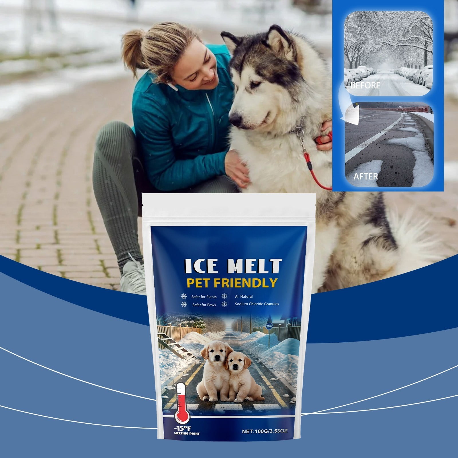 Kcavykas Concrete-Safe Ice Melt Snow Melting Agent Deicer Pellets, Eco ...