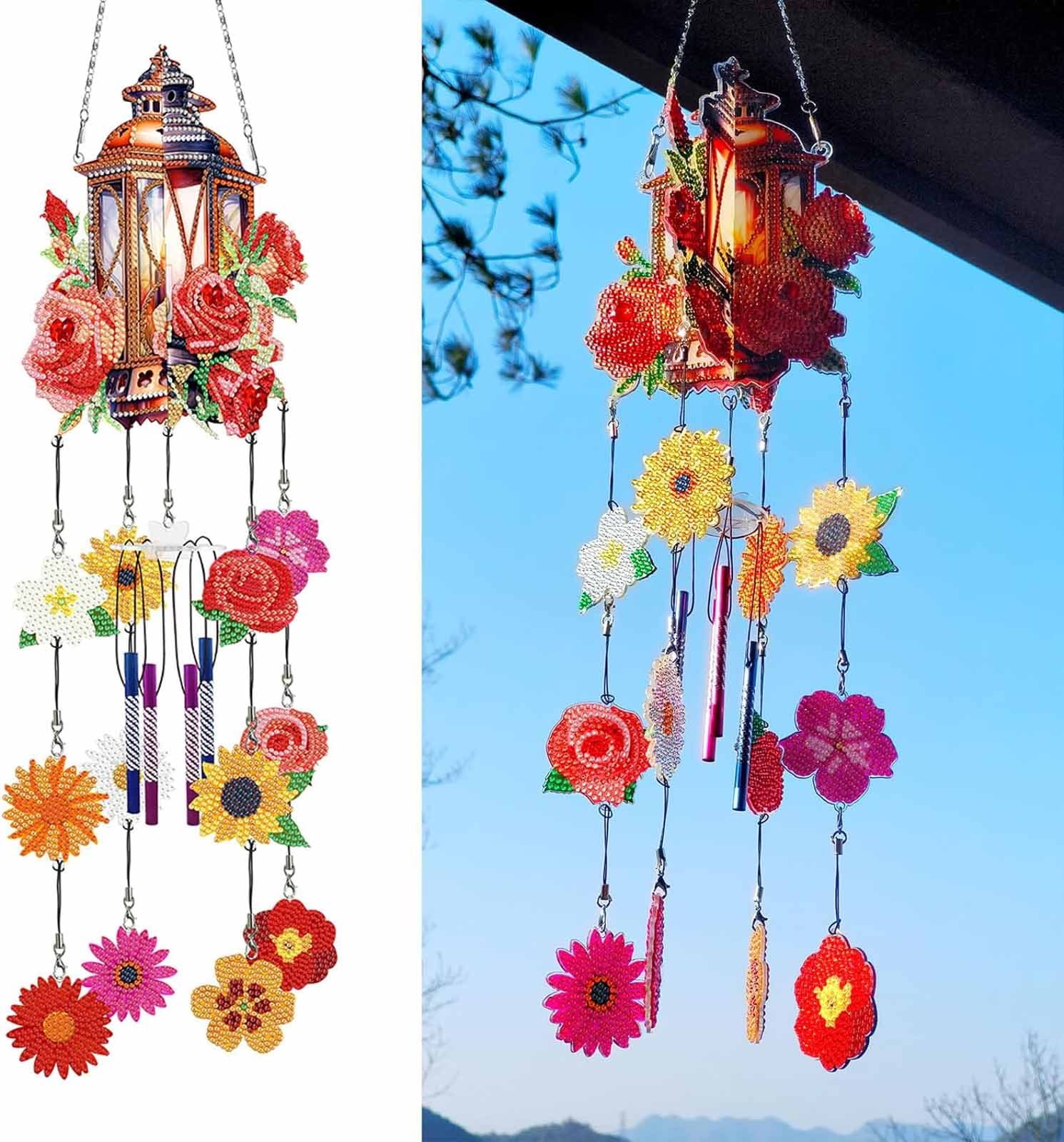 Kcavykas DIY Dotted Diamond Art Painting Wind Chime Kit Three ...