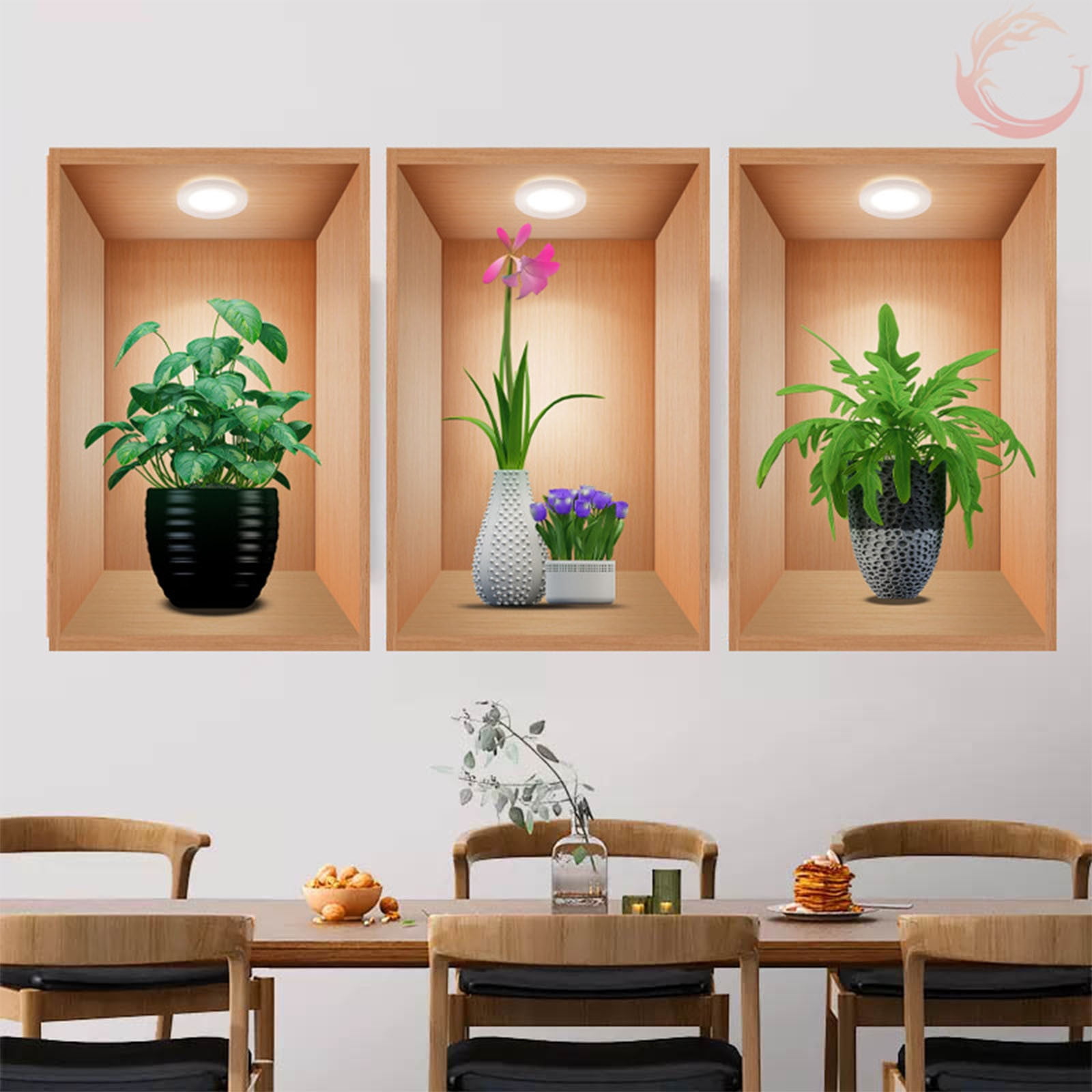 Kcavykas Decorative Wall Plant Mural Potted Plant Wall Decals for ...