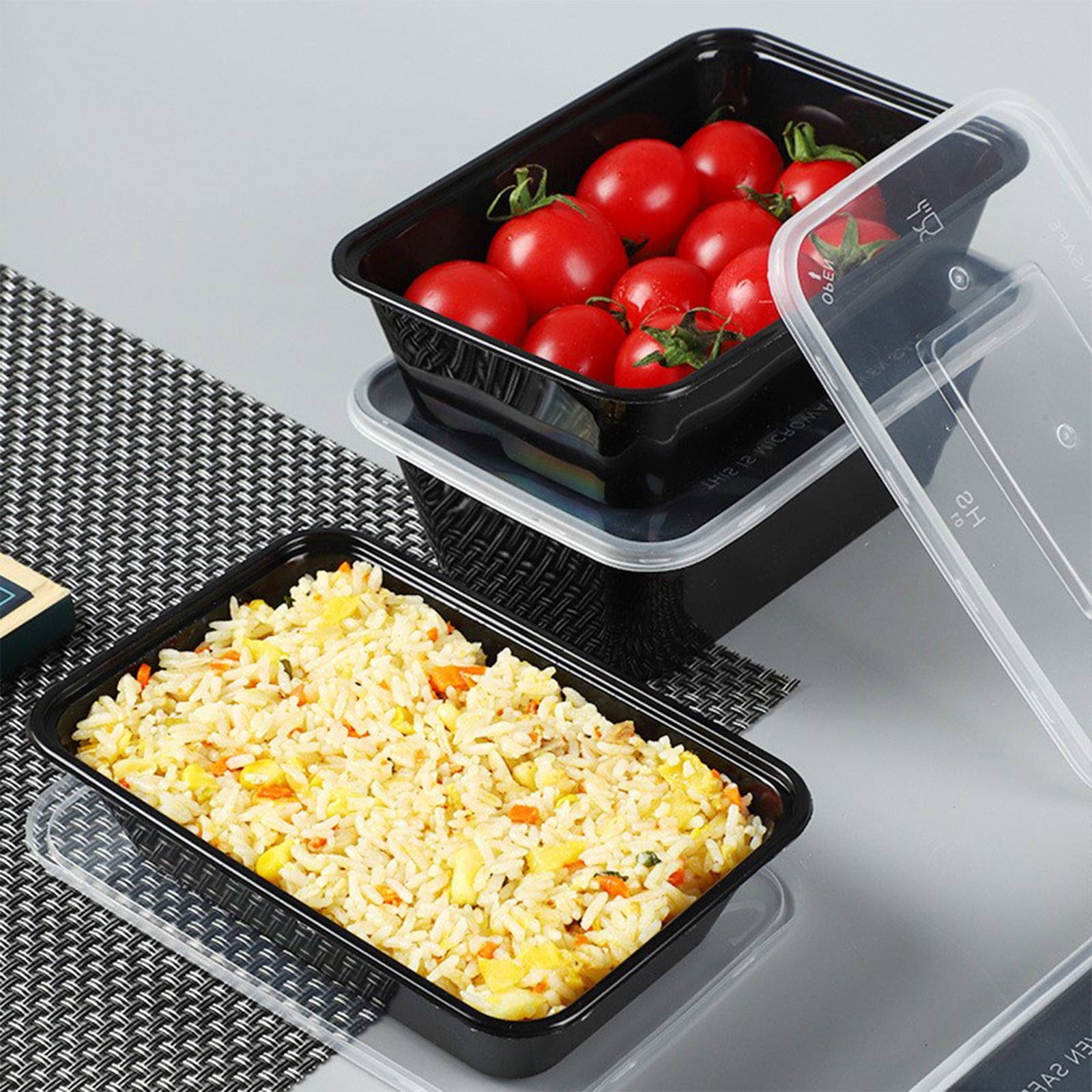 Kcavykas Disposable Food Container Set Plastic Disposable Lunch Box ...