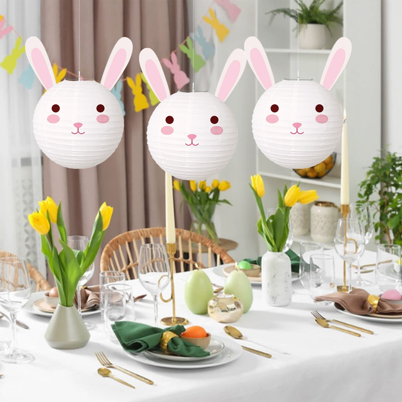 Kcavykas Easter Bunny Paper Lantern Easter Bunny Paper Lanterns Hanging ...