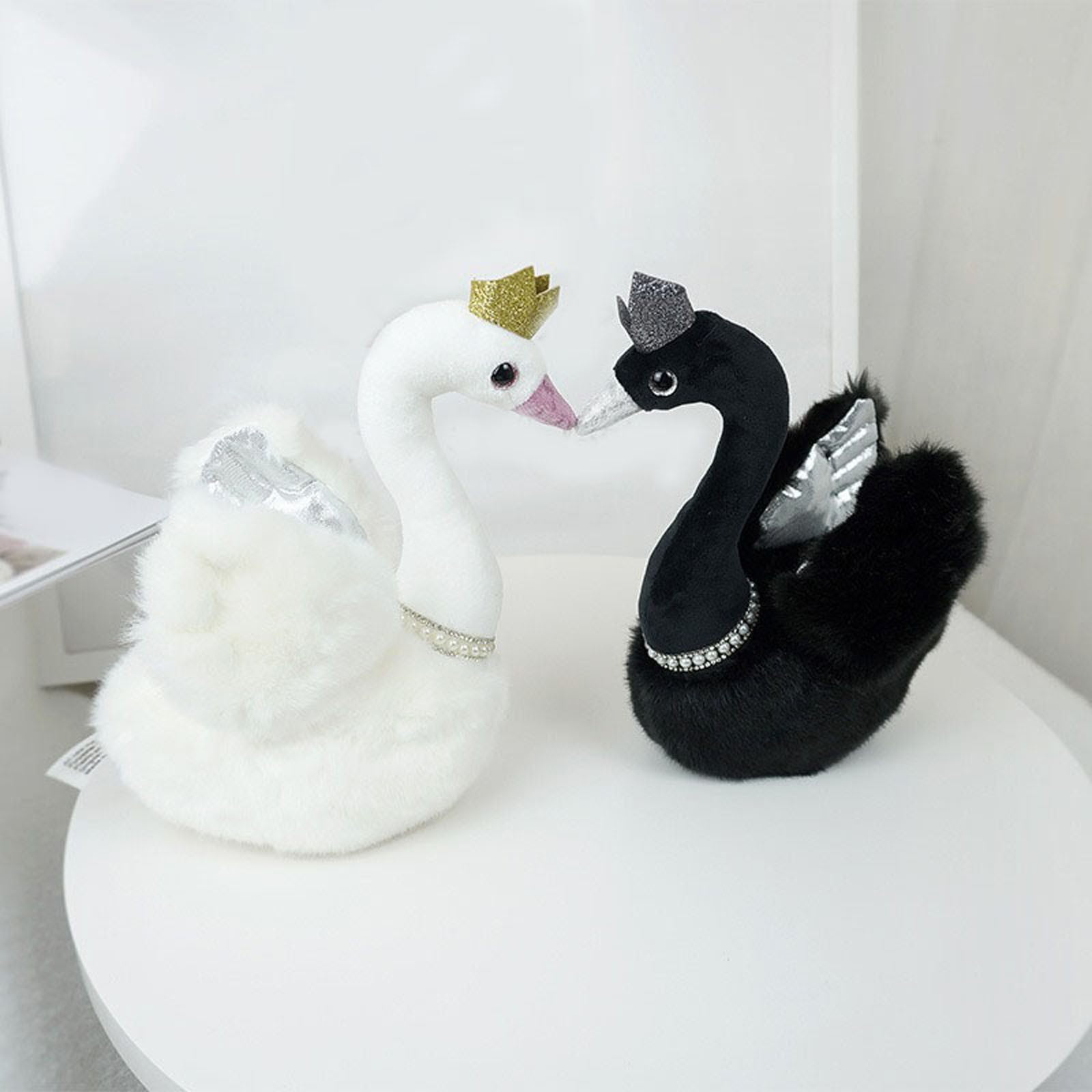 Kcavykas Elegant Black & White Swan Figurine - Crowned Swan Decor for ...