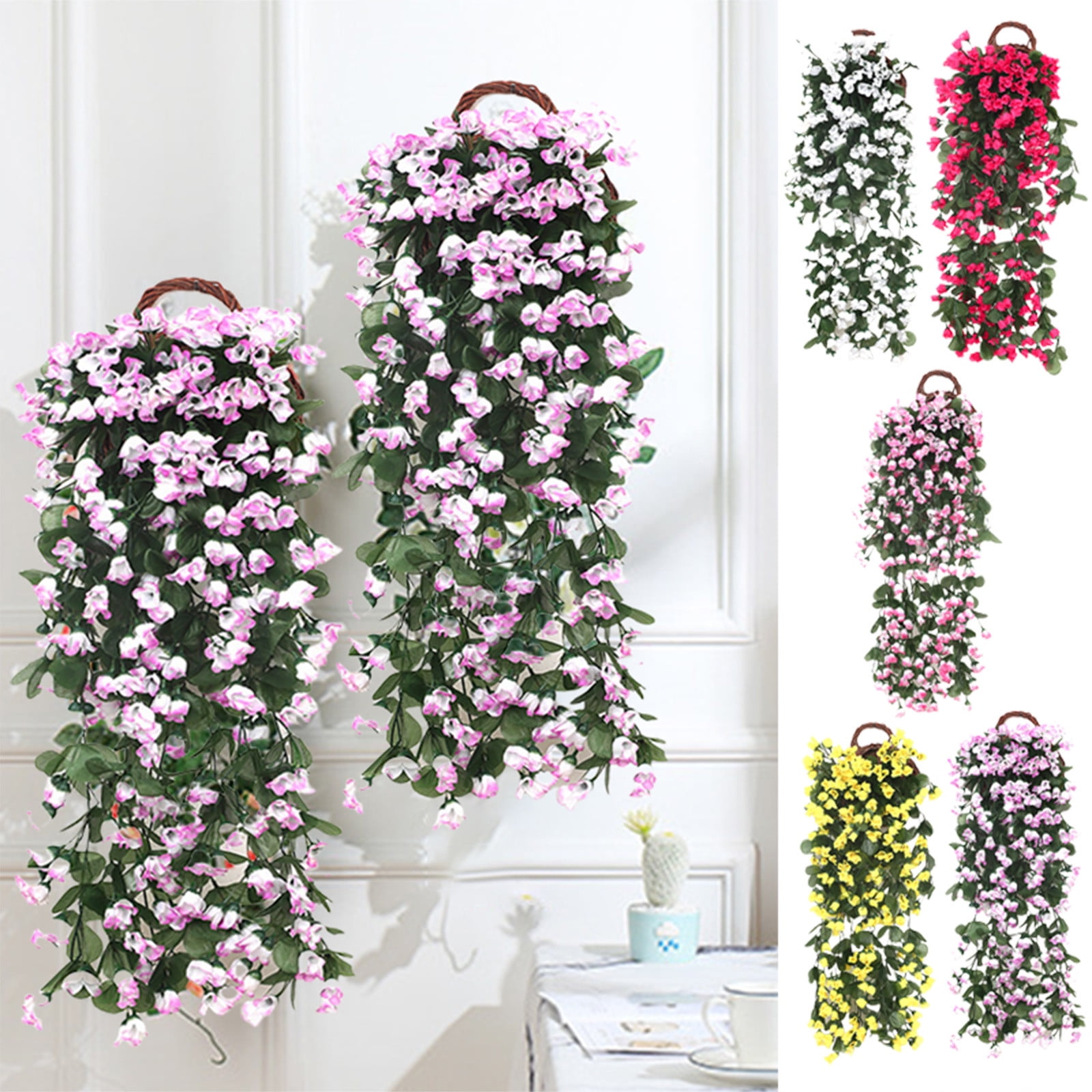 Kcavykas Faux Hanging Wall Planter Artificial Hanging Basket Wall Decor ...