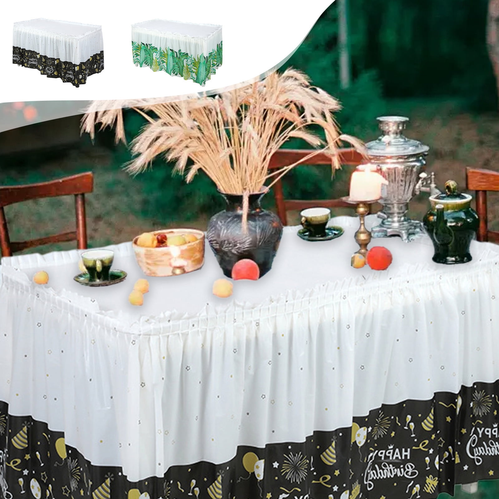 Kcavykas Floral Print Tablecloth Rectangle Table Skirt for Party or ...
