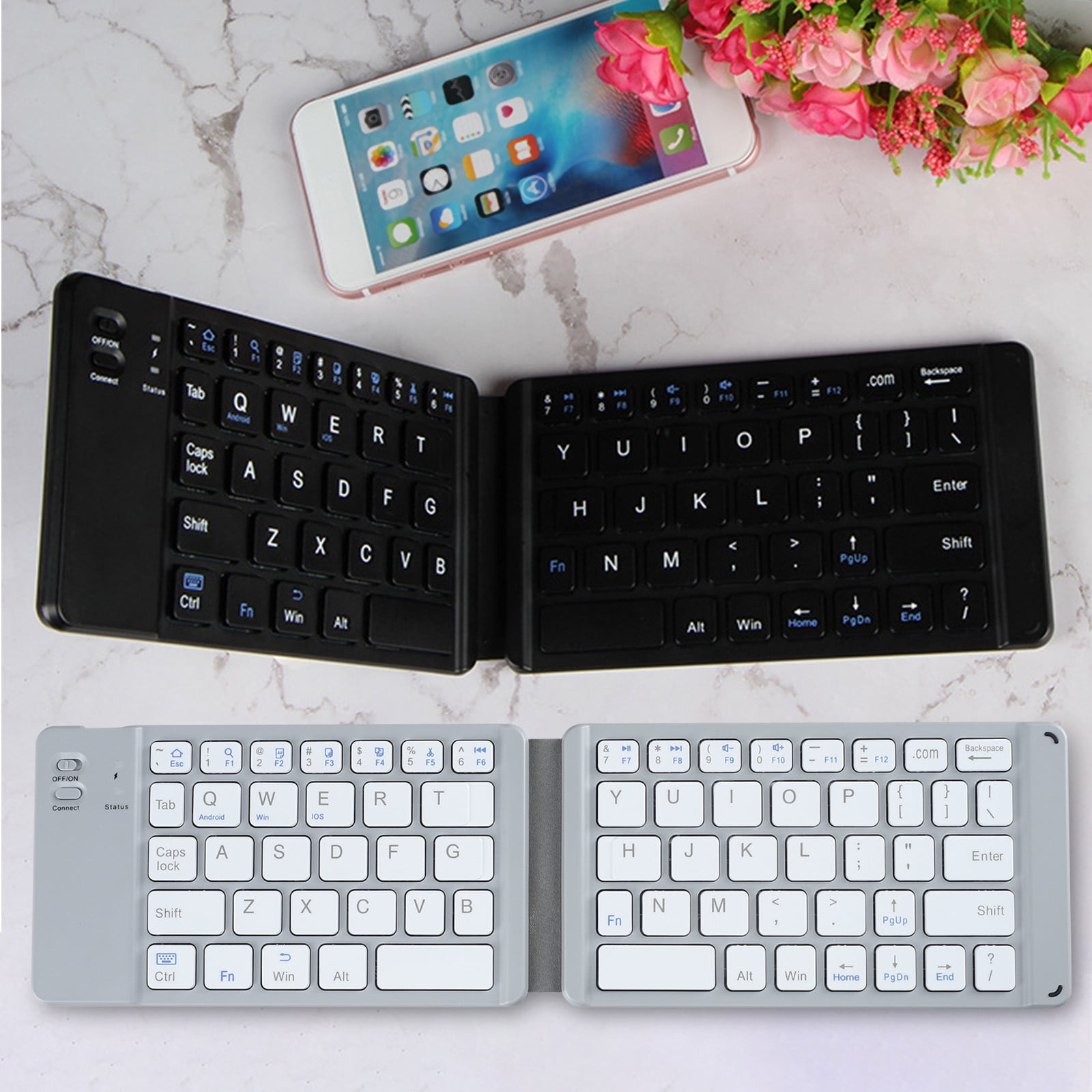 Kcavykas Foldable Bluetooth Keyboard Portable BT Wireless Keyboard for ...