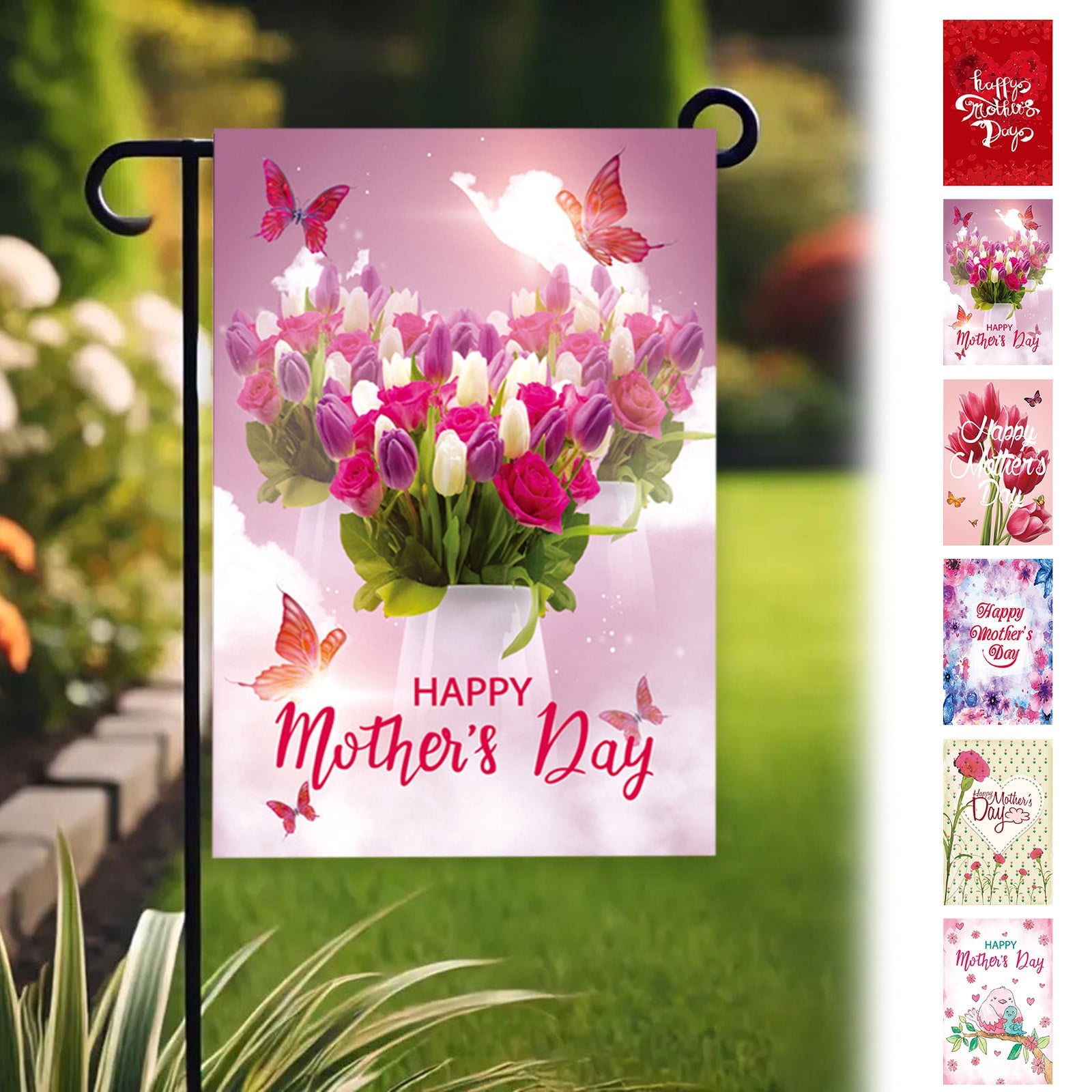 Kcavykas Garden Flag with Stand Happy Mother's Day Garden Flag, Double ...