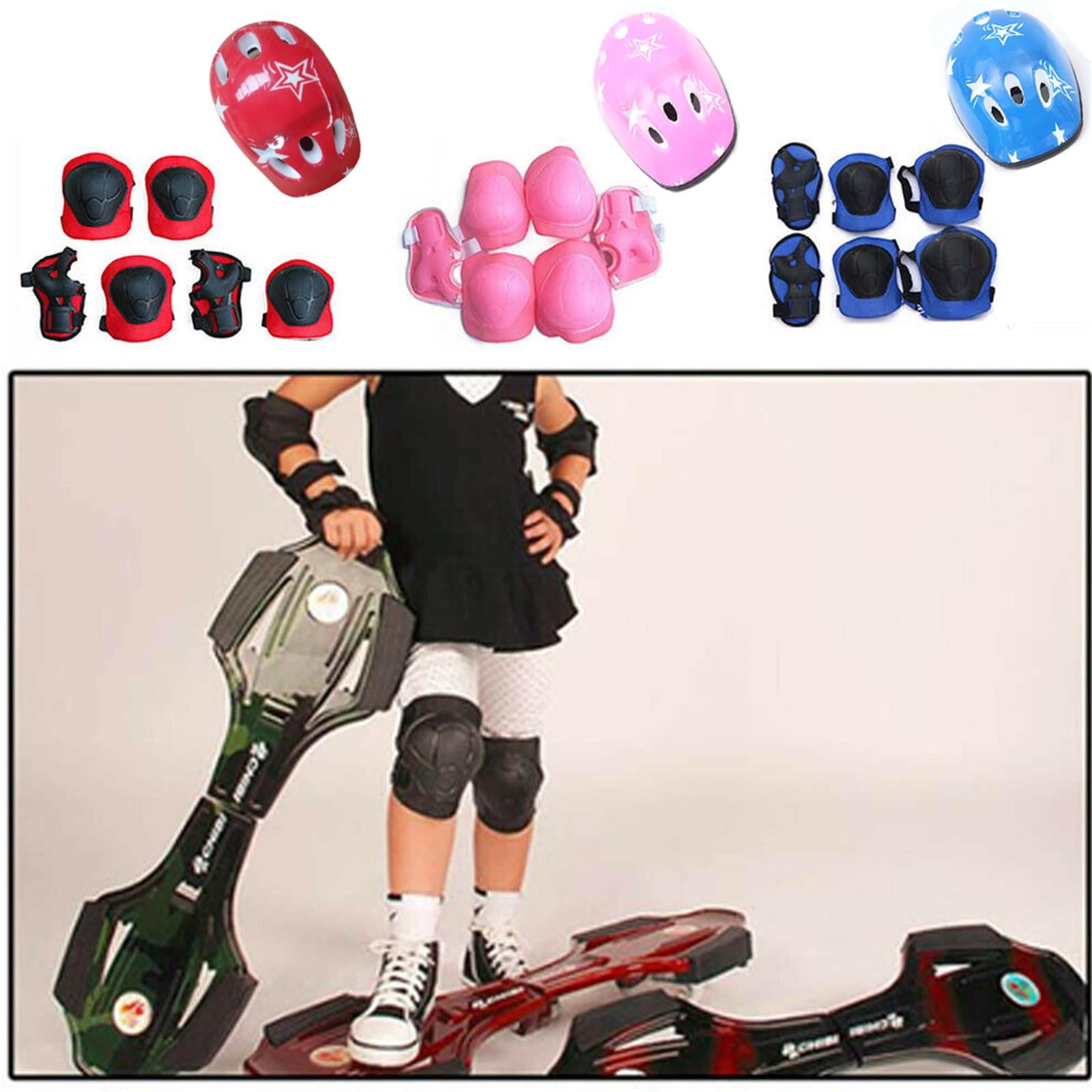 Kcavykas Home 7Pcs/Set Children Kids Helmet Knee Elbow Pad Cycling ...