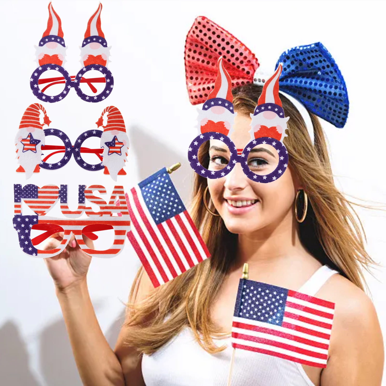Kcavykas Independence Day Themed Party Decoration Glasses Dress Up with ...
