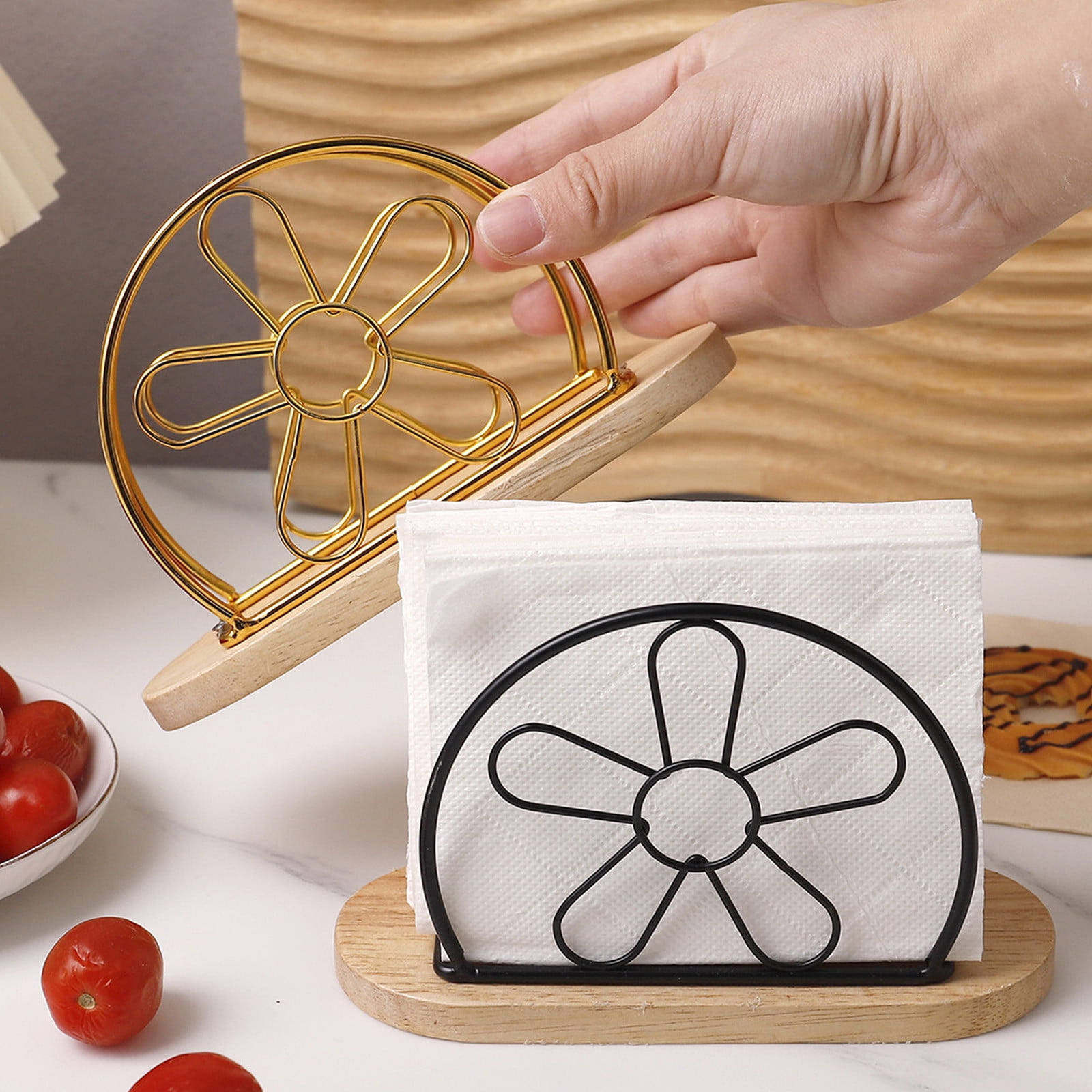 Kcavykas Flower Shaped Napkin Holder, Modern Metal Table Napkin Rack ...