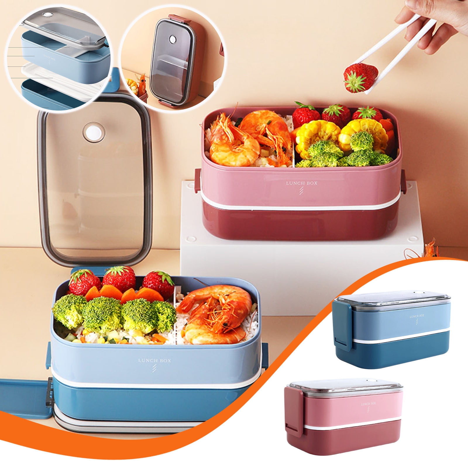 Kcavykas Kids Bento Lunch Box with Lid, Microwave Safe Salad and Fruit ...