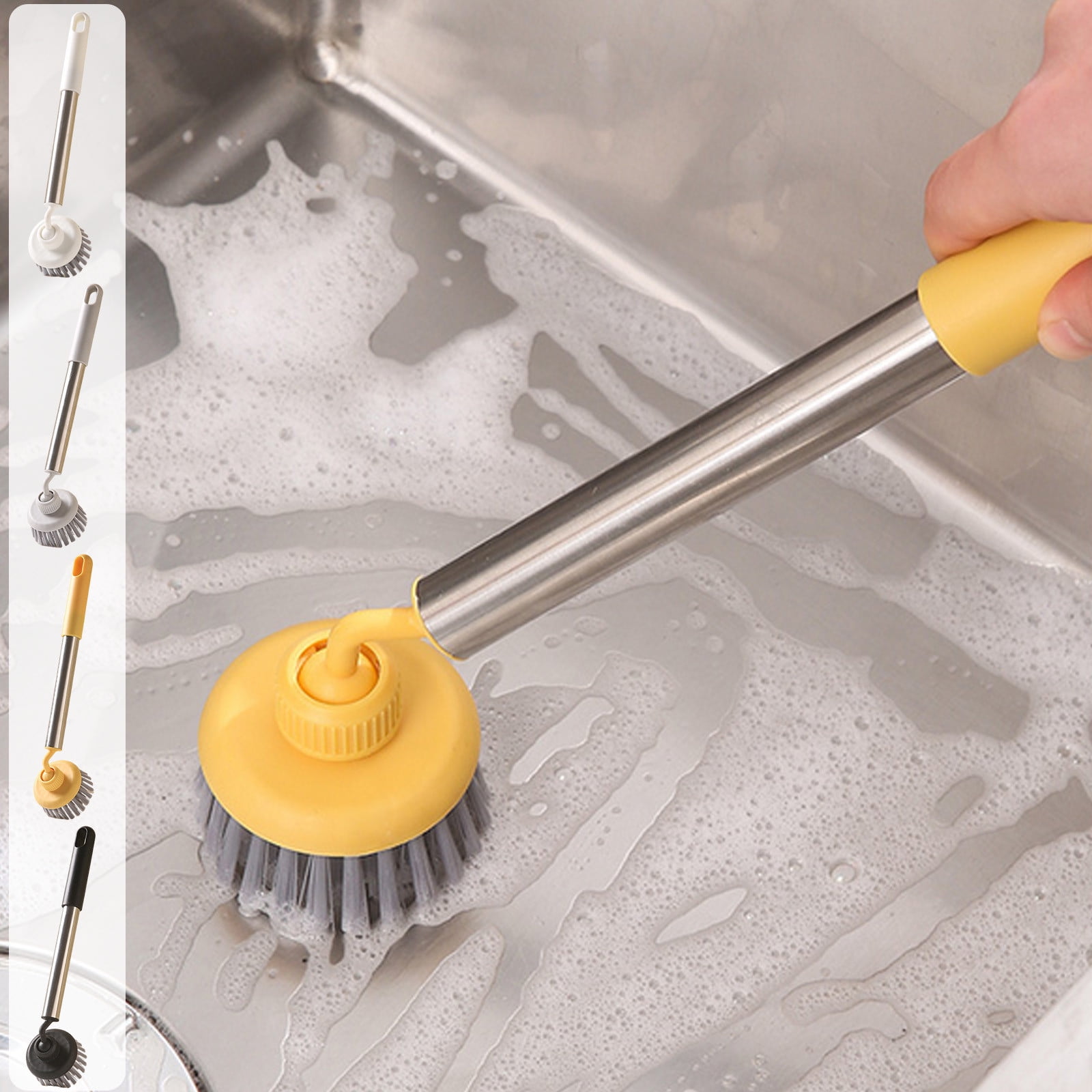 Kcavykas Kitchen Pot Brush Cookware Scrubber Long Handle 360° Rotating ...