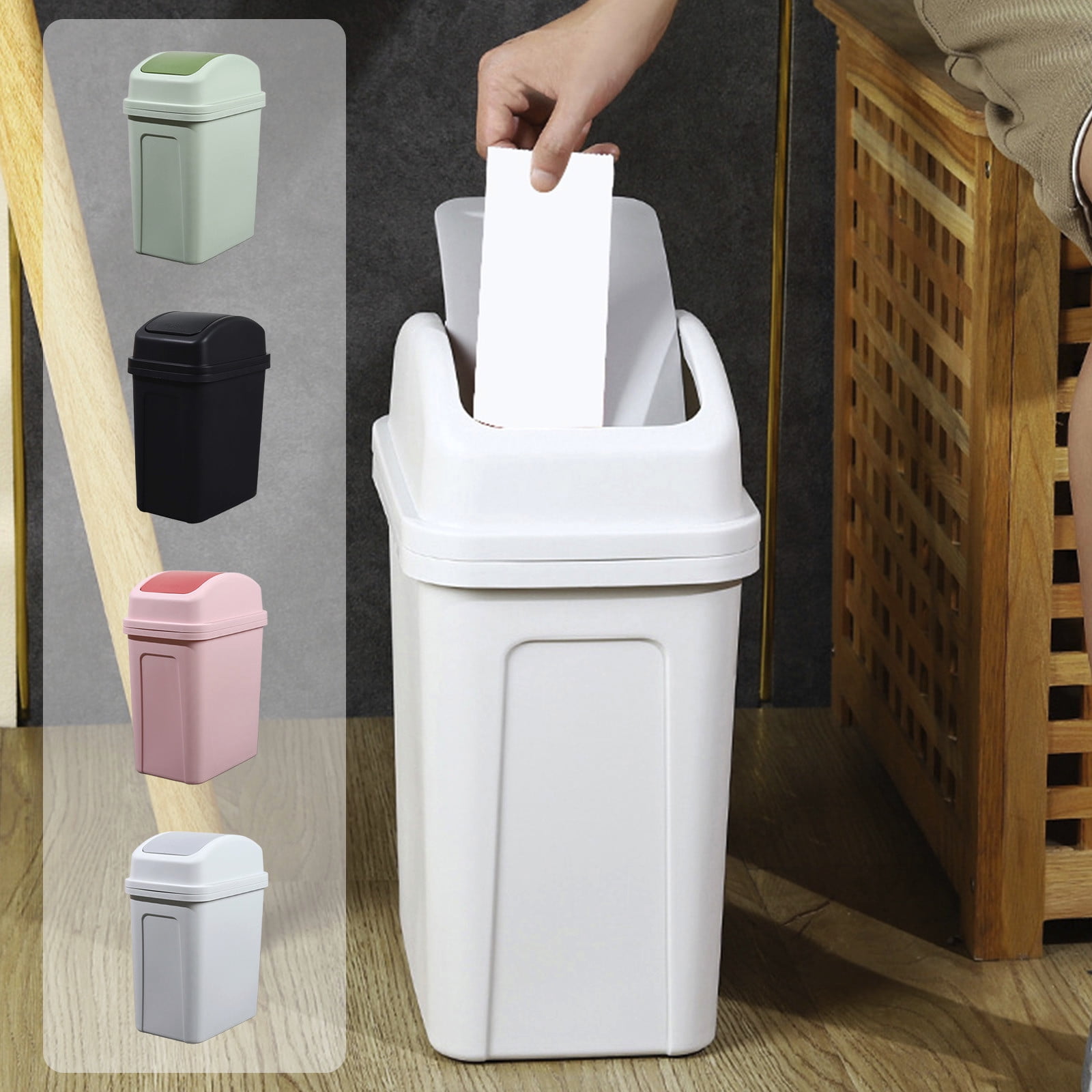 Kcavykas Kitchen Trash Can with Lid 4.5 Gallon Plastic Trash Can with ...