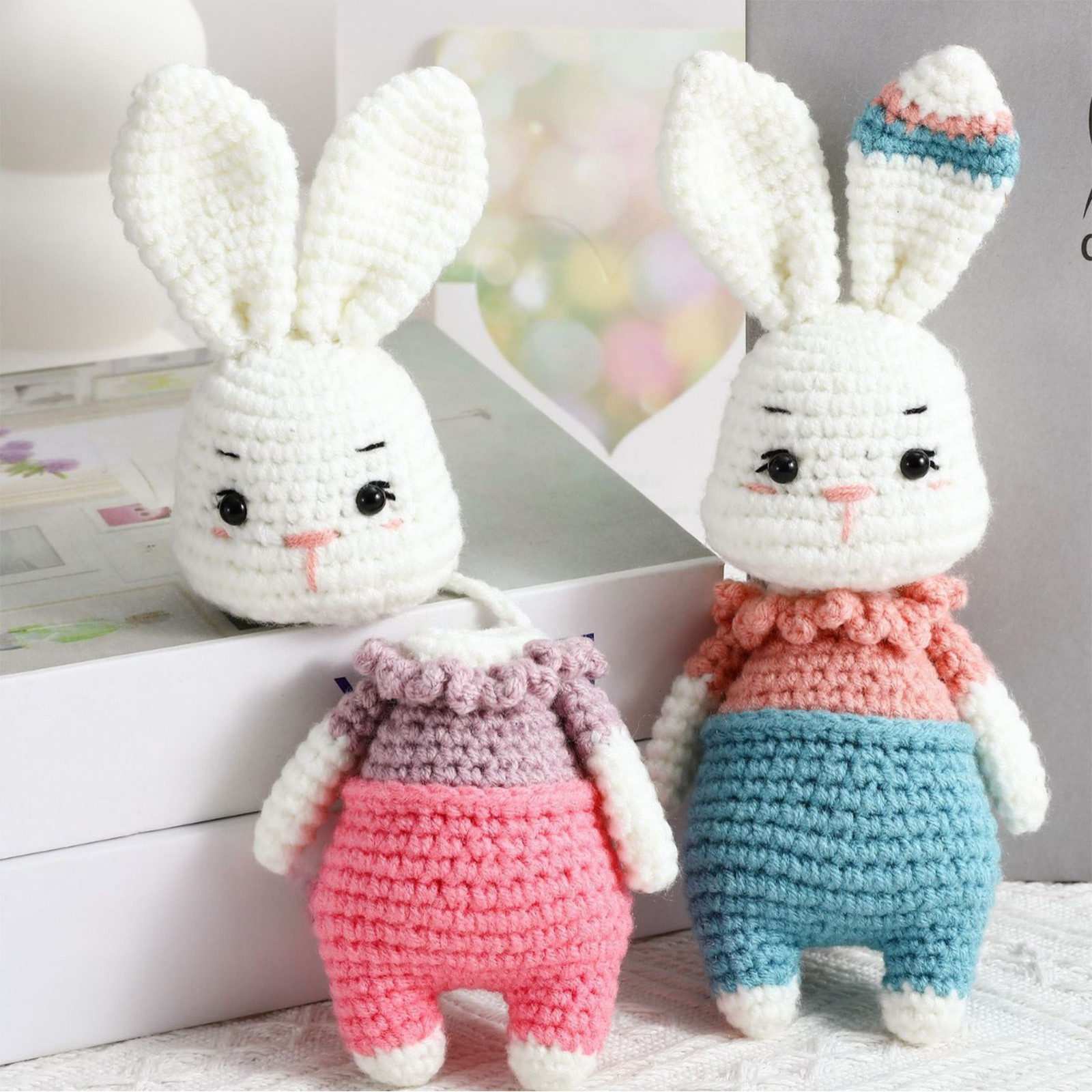Kcavykas Knitted Easter Plush Doll Easter Bunny Plush Dolls, Cute ...
