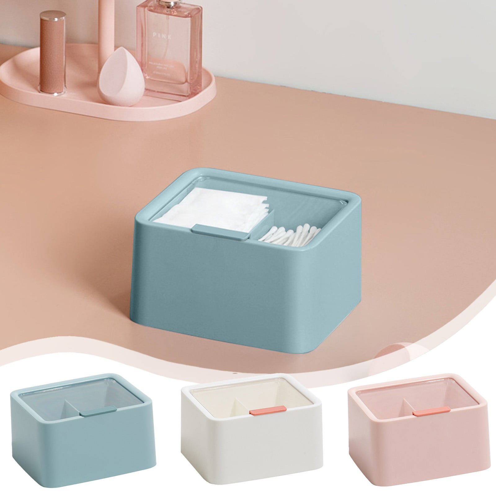 Kcavykas Makeup Cotton Storage Box | Dustproof with Lid | Double ...