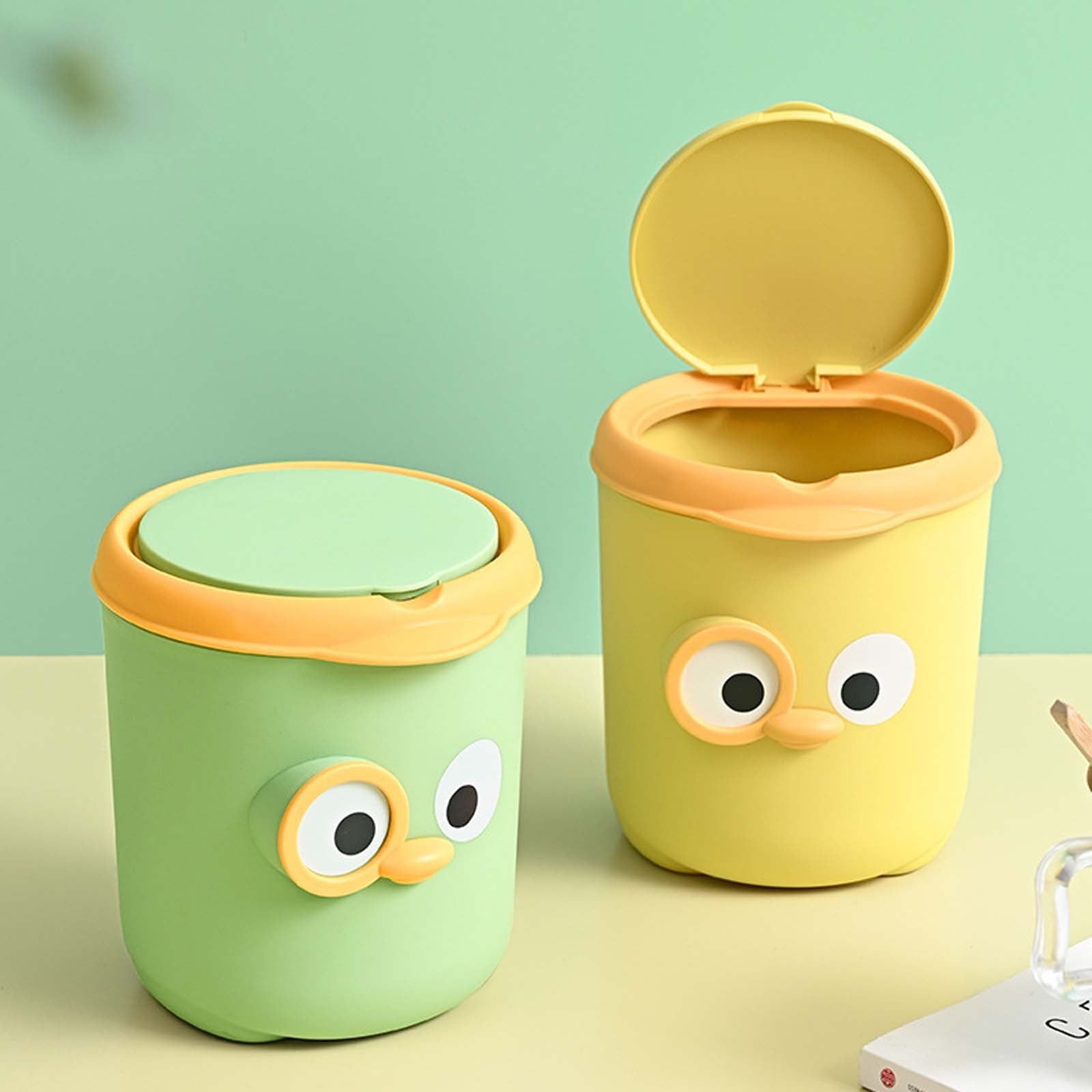 Kcavykas Mini Trash Can, Plain Rocking Lid Bin, Desktop Garbage ...