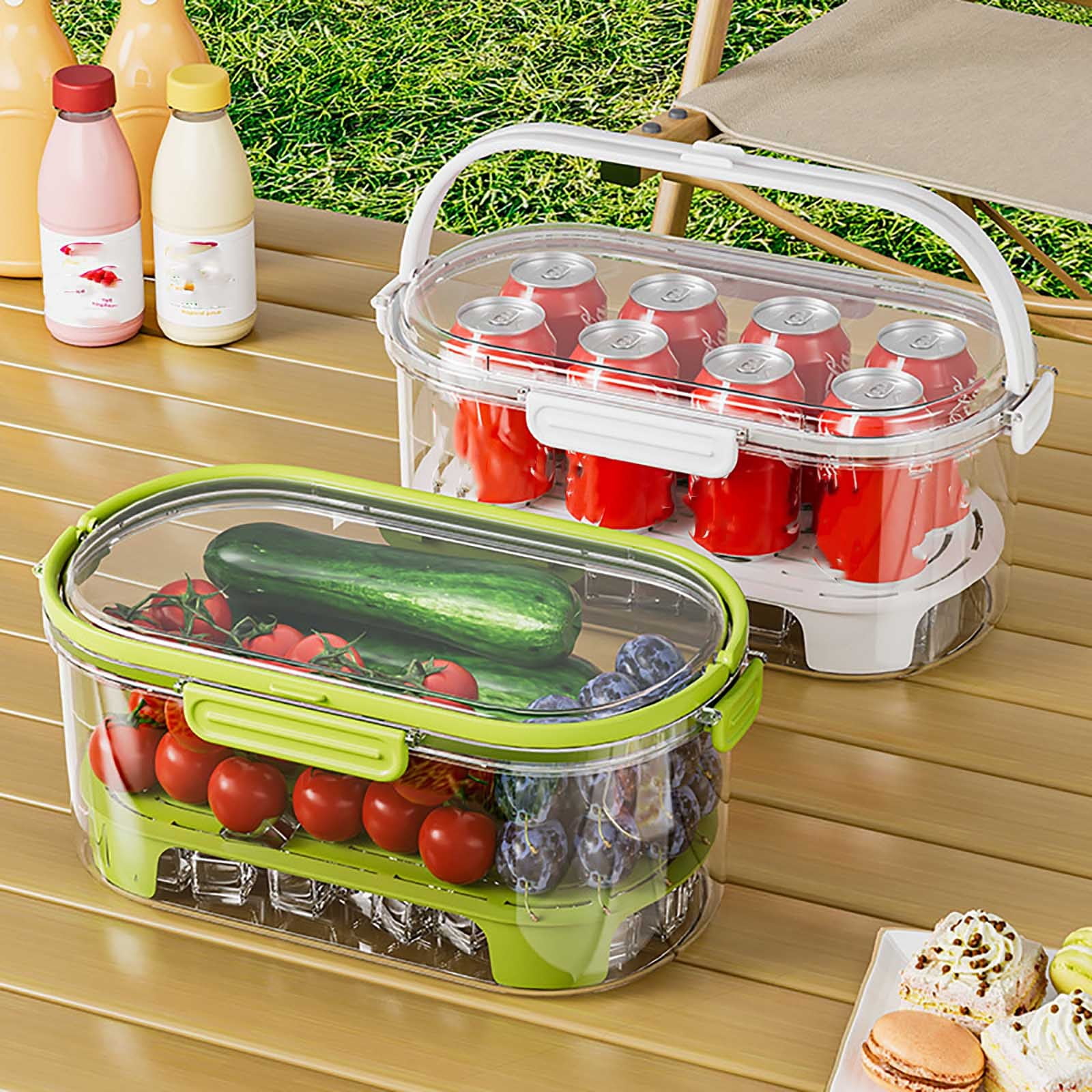 Kcavykas Partitioned Picnic Food Storage Box Outdoor Picnic Bento Box ...