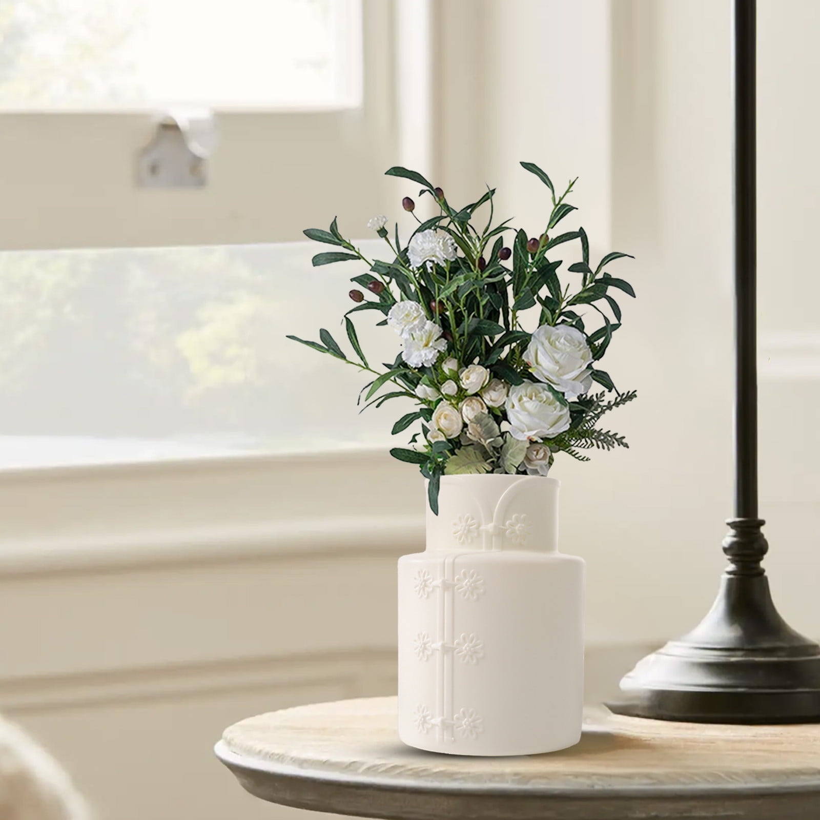 Kcavykas Plastic Glazed Flower Vase for Home Decoration, Dried Flower ...