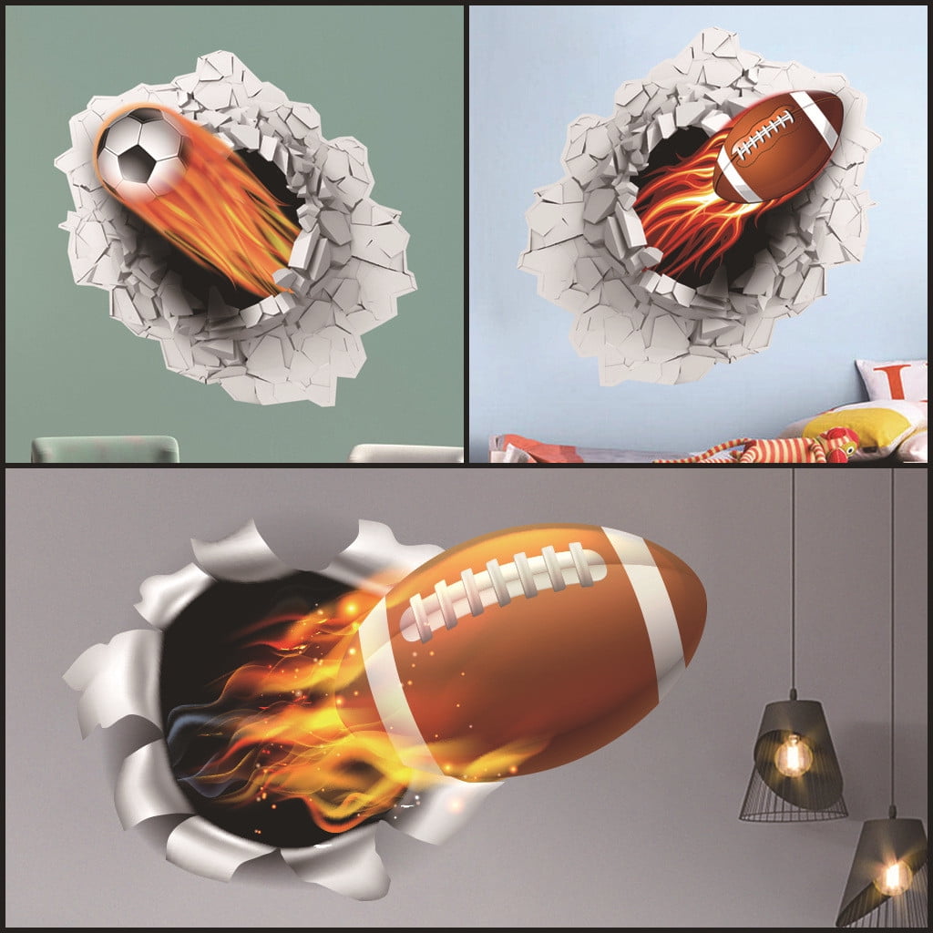 Kcavykas Rugbys Fire Wall Stickers Mural Smashed Wall Art Removable ...