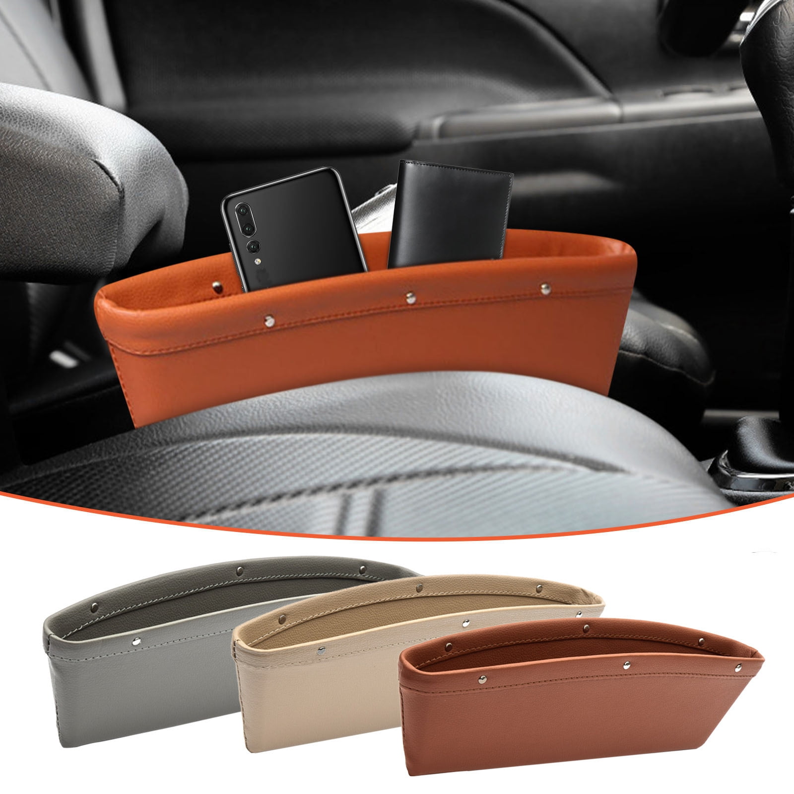 Kcavykas Savings Car Leather Seat Seam Box + Leak-Proof Storage Box for Interior Organization ...